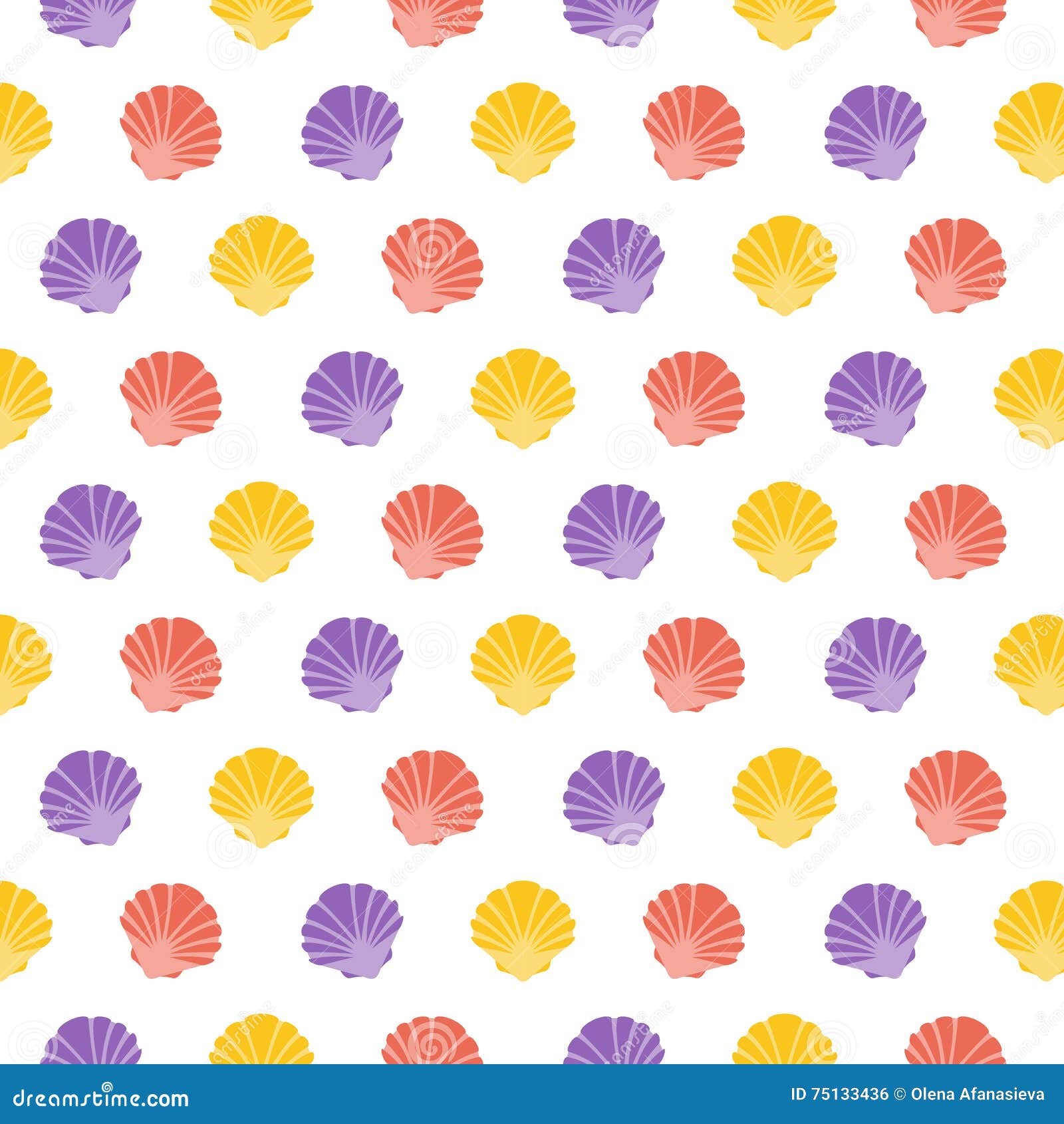 Shell. Flat pattern. stock vector. Illustration of beach - 75133436