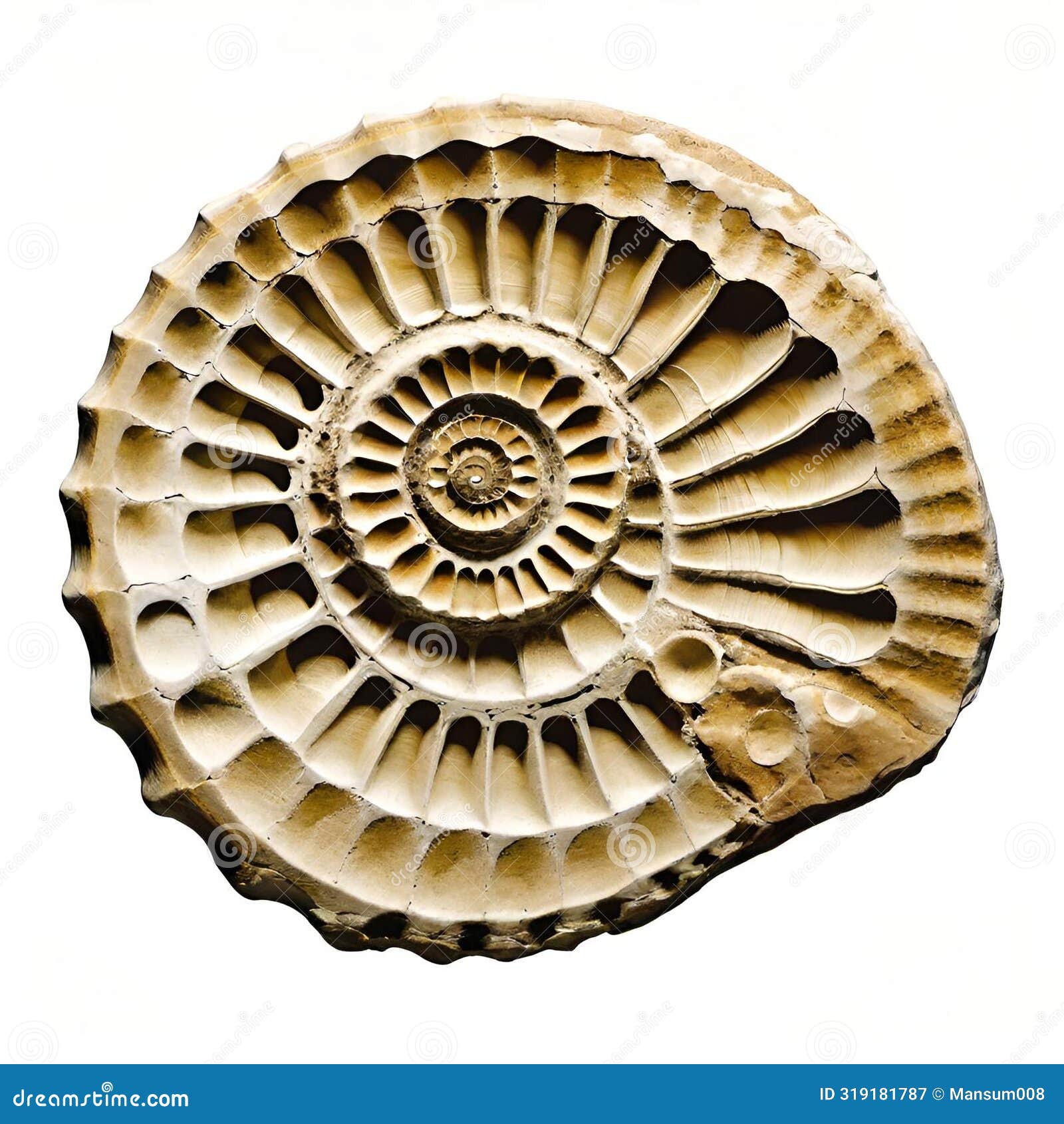 Shell Fossil on White Background Stock Illustration - Illustration of ...