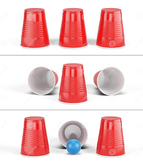 Shell Game - Three Red Cups Isolated on White Stock Illustration ...