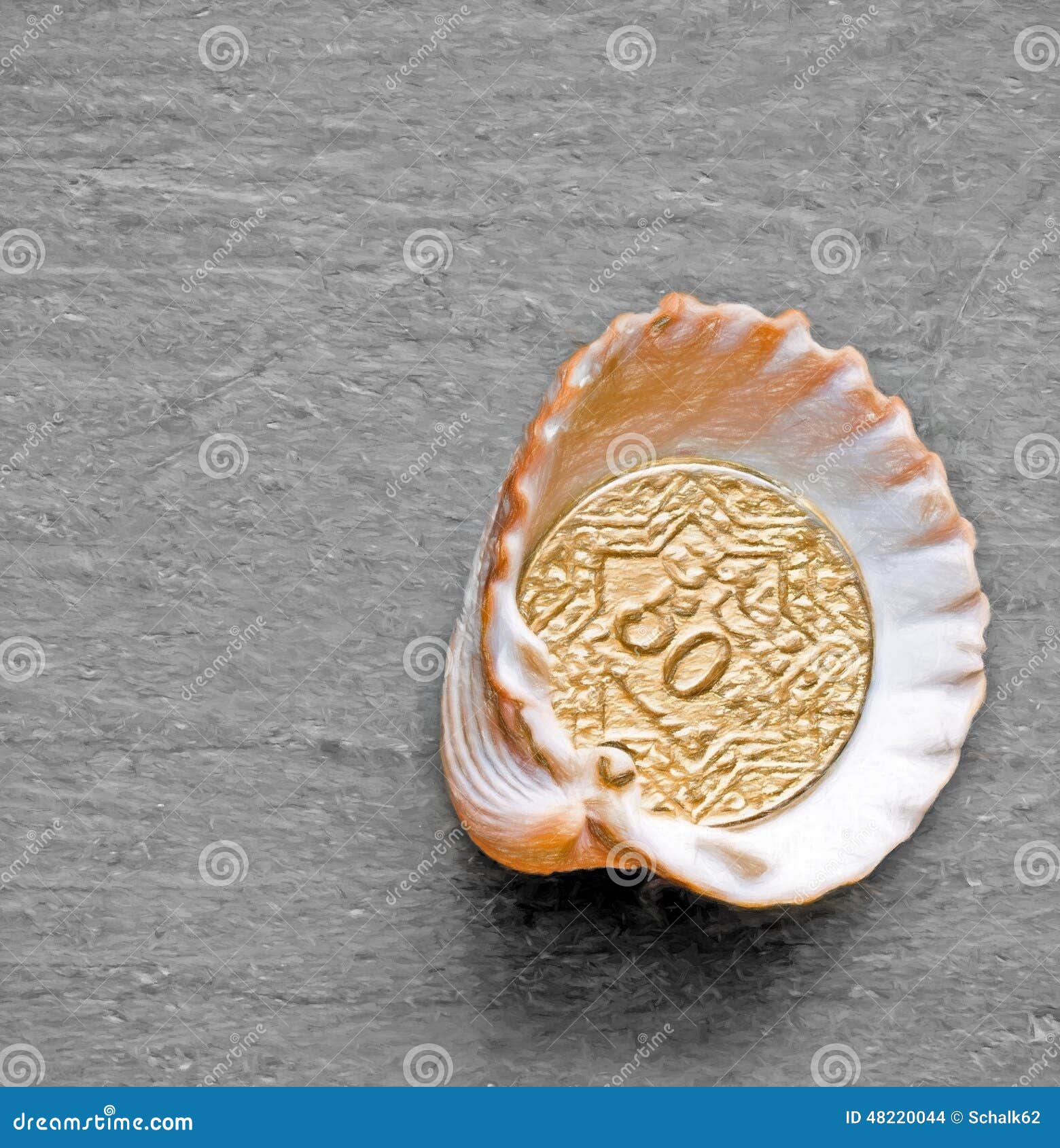 Shell gold stock photo. Image of graphic, orient, drawing - 48220044