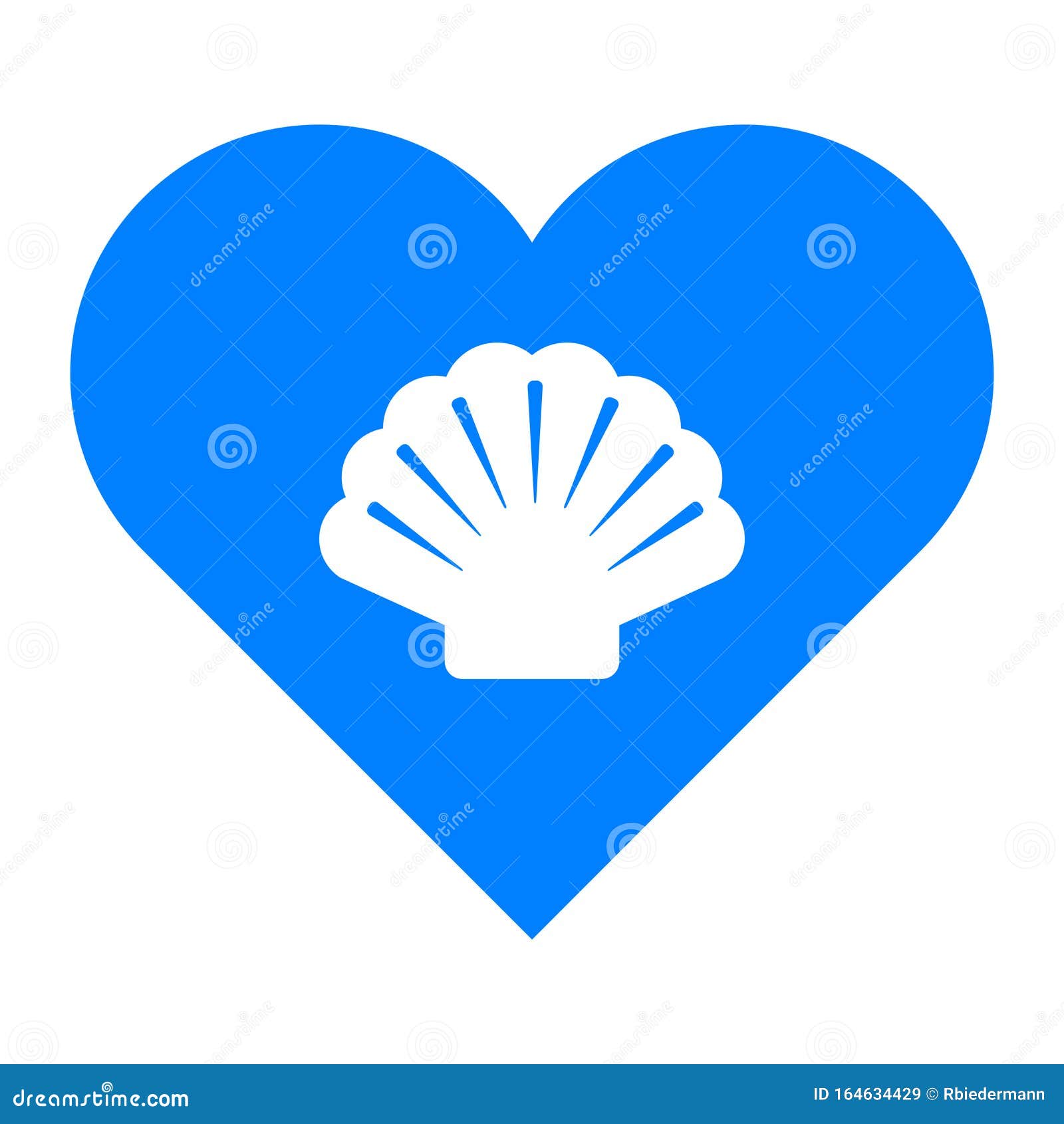 Shell and heart stock vector. Illustration of vector - 164634429