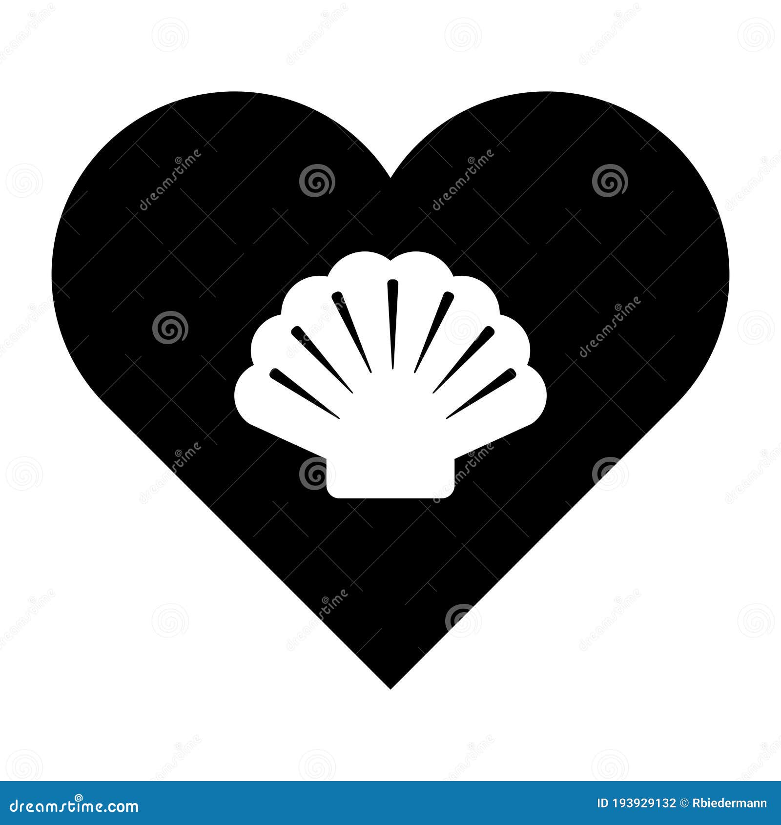 Shell and heart stock vector. Illustration of animal - 193929132