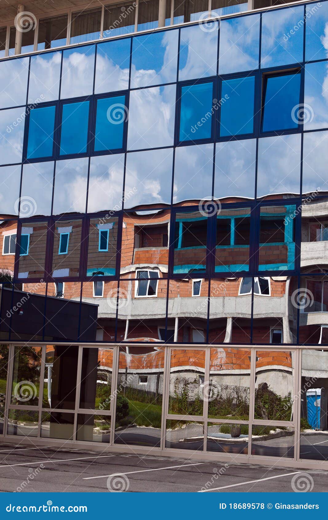 Shell of a House Reflected in the Facade Stock Photo - Image of loan ...
