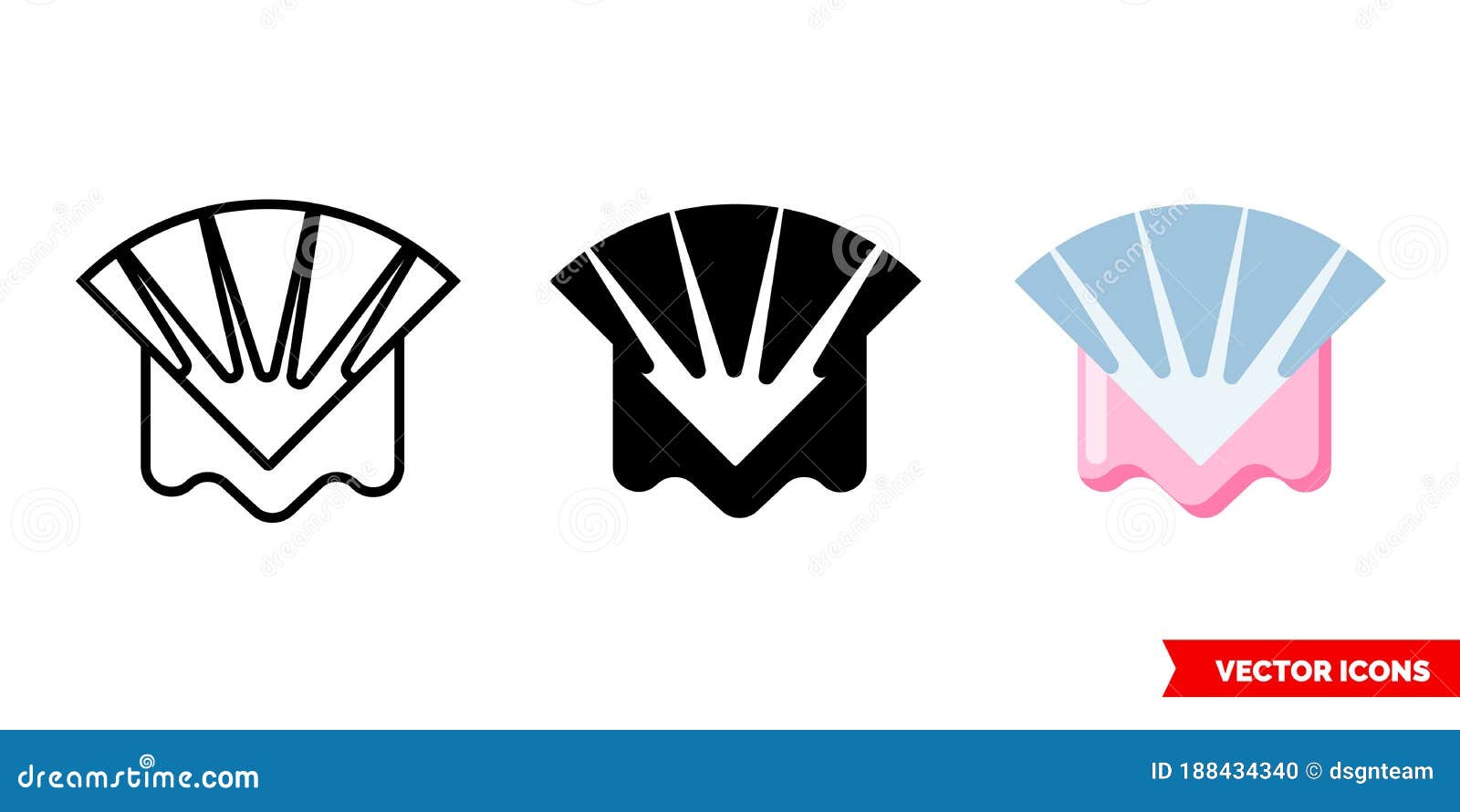 Shell Icon of 3 Types. Isolated Vector Sign Symbol. Stock Vector ...