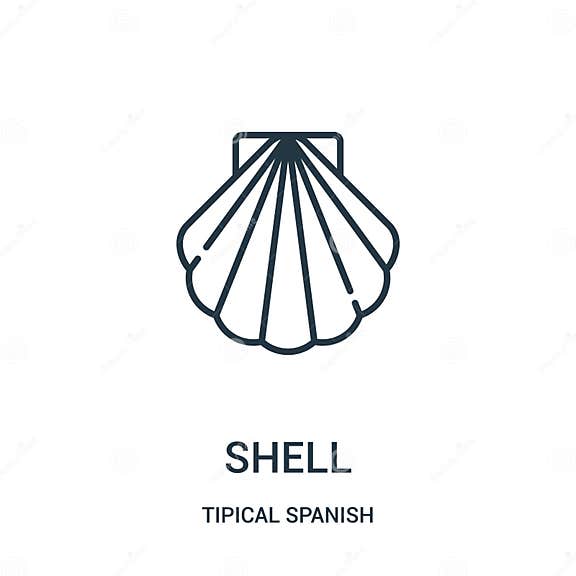 Shell Icon Vector from Tipical Spanish Collection. Thin Line Shell ...