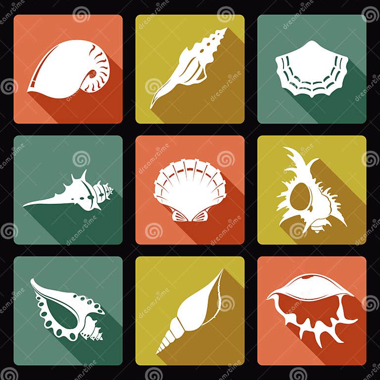 Shell icons stock vector. Illustration of scallop, collection - 40949346