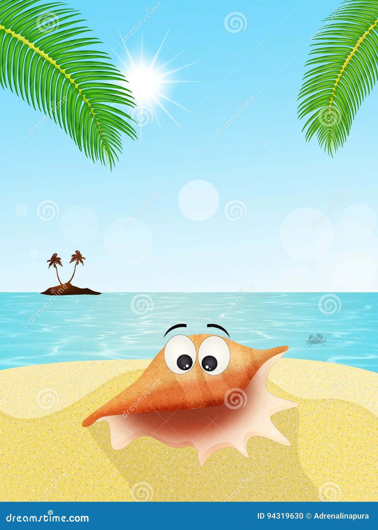 Shell-Karikatur Auf Dem Strand Stock Abbildung - Illustration von ozean ...