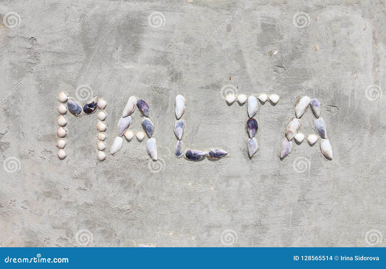 Shell Letters Make Word Malta on Cement Wall Stock Photo - Image of ...