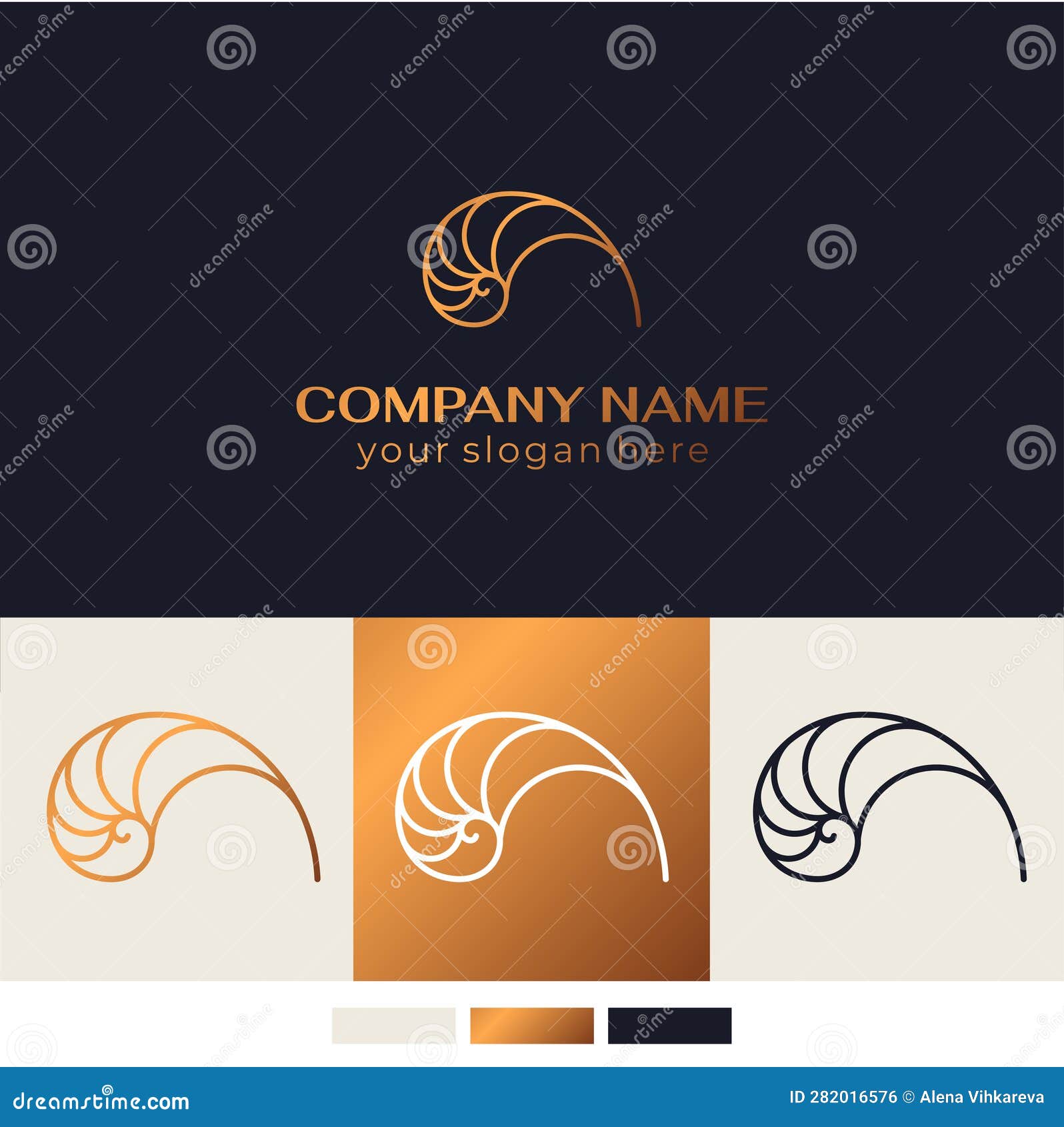 Shell Logo. Modern Seashell, Naulilus. Elegant Linear Logo. Template To ...