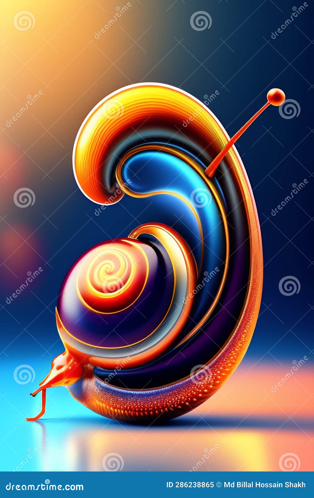A Colorful Snail with a Spiral Design - Ai Generated Images Stock ...