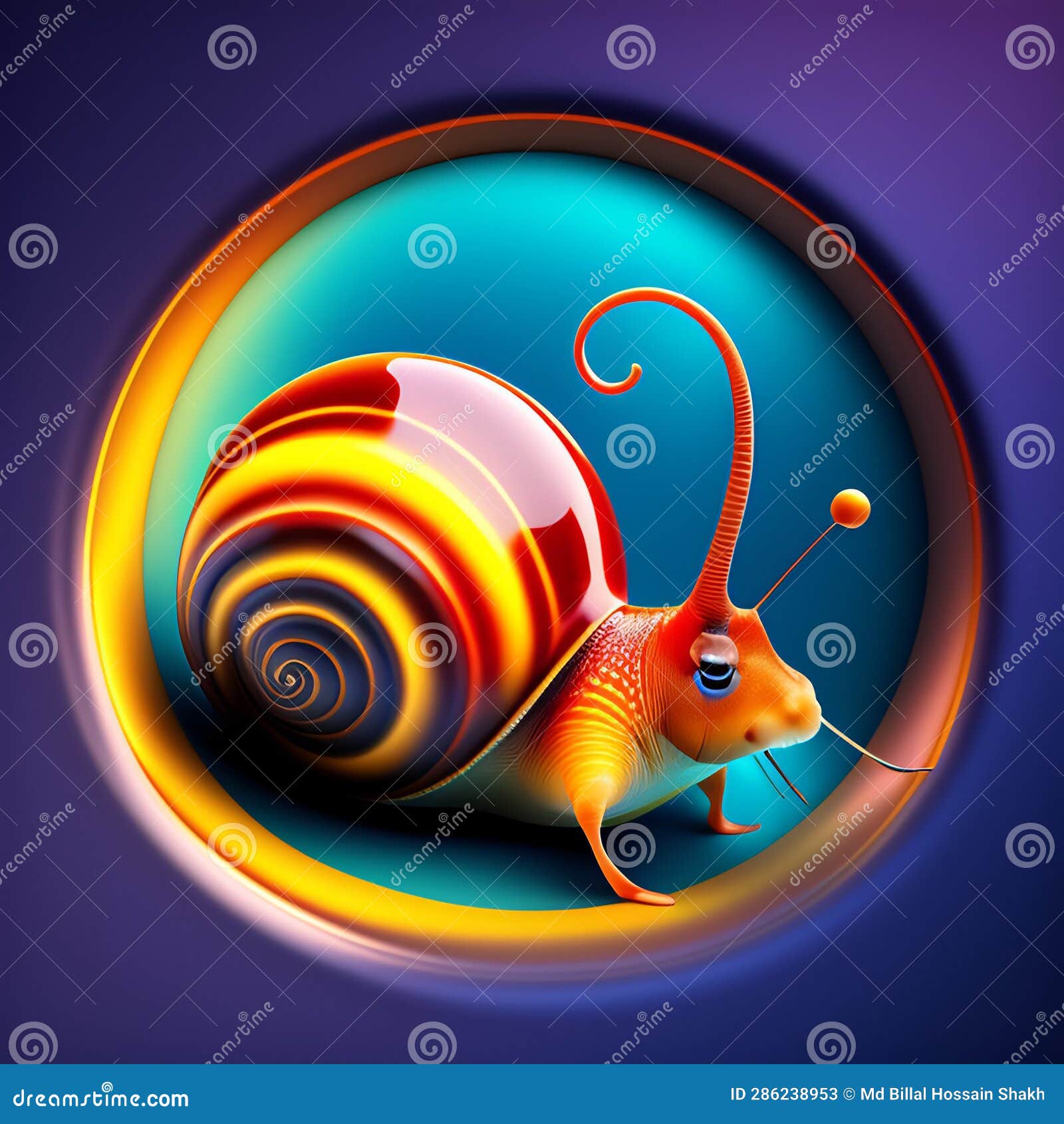 A Snail in a Circle - Ai Generated Images Stock Illustration ...