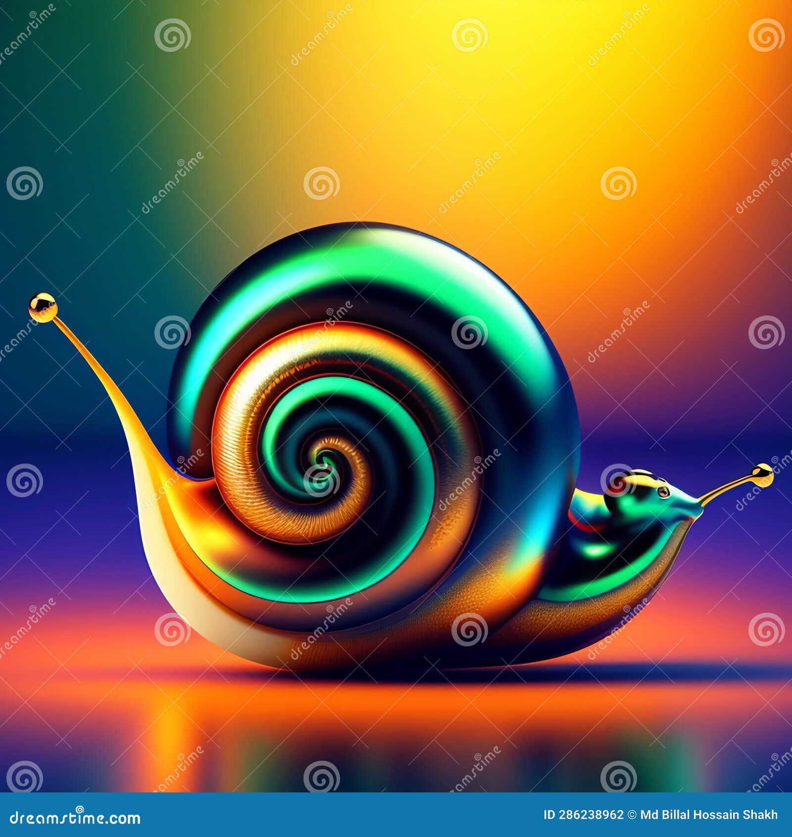 A Snail with a Spiral Shell - Ai Generated Images Stock Illustration ...