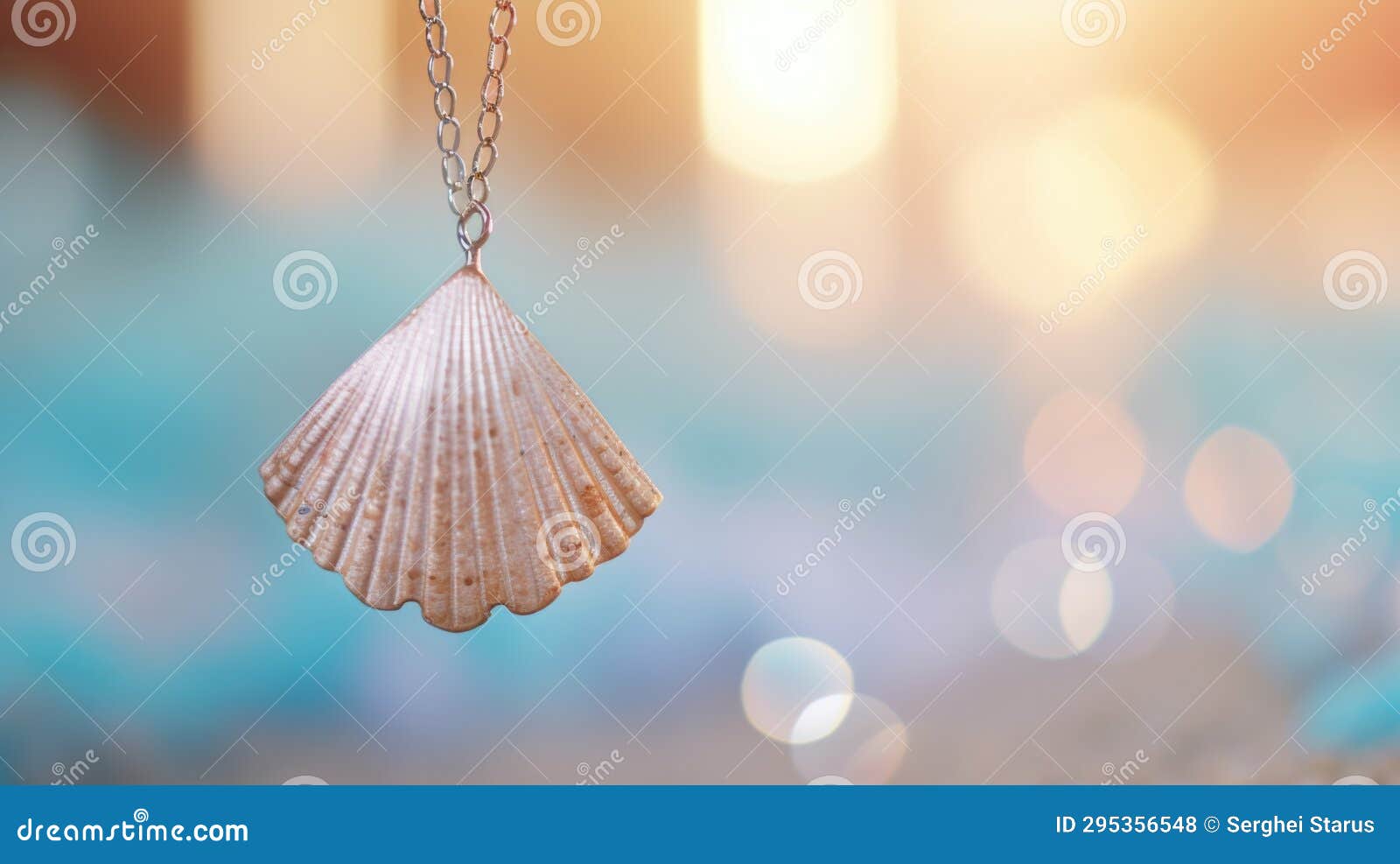 A Shell Necklace with a Chain Hanging from it, AI Stock Illustration ...