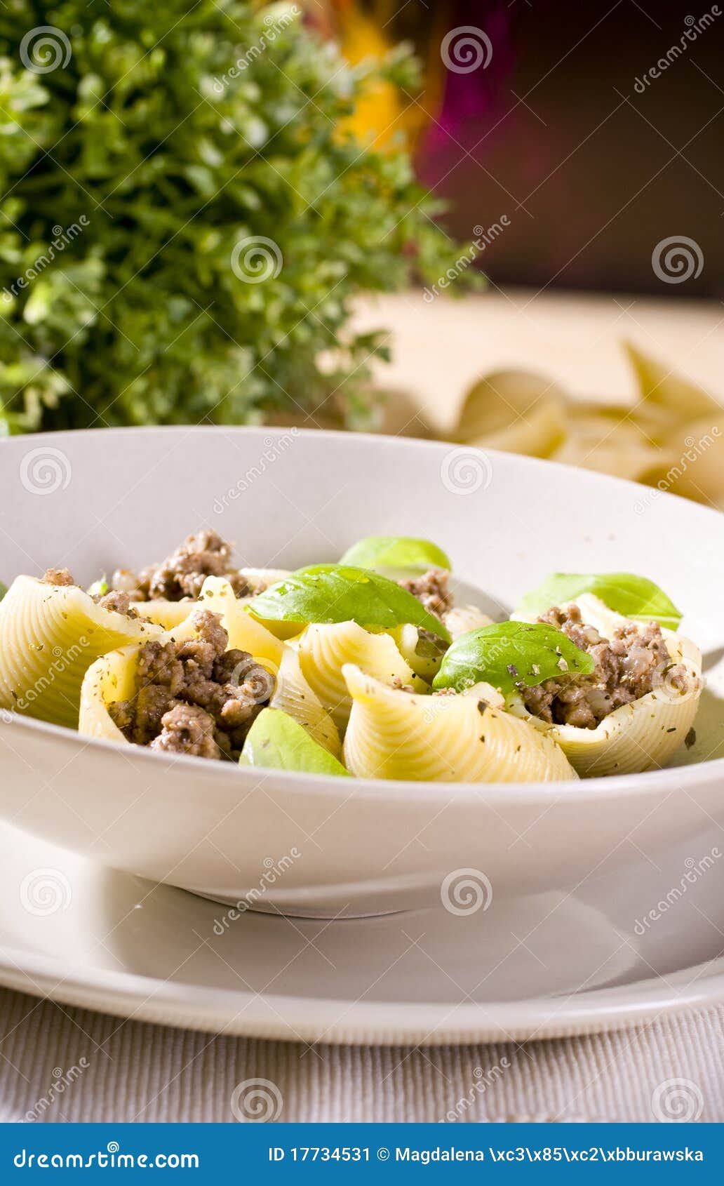 Shell pasta bolognese stock image. Image of ingredient - 17734531