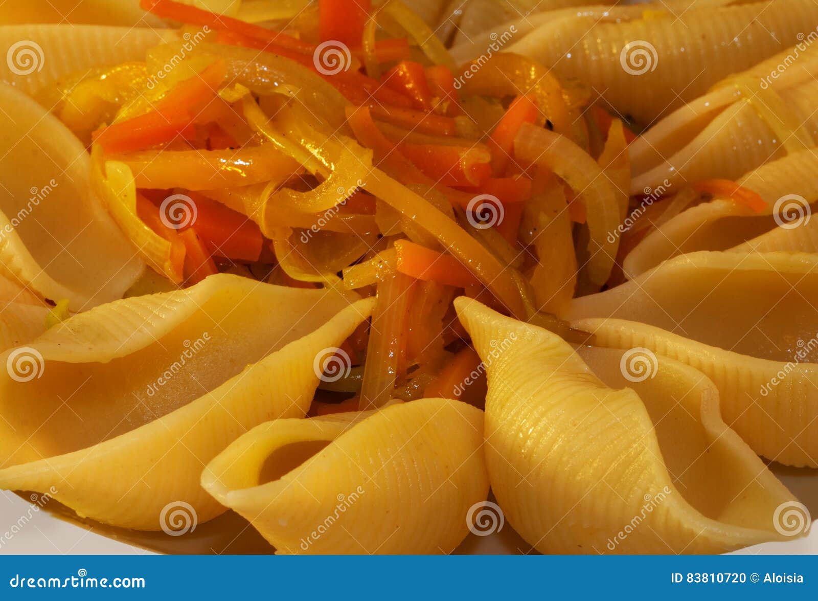 Shell-pasta with vegetable stock photo. Image of shell - 83810720