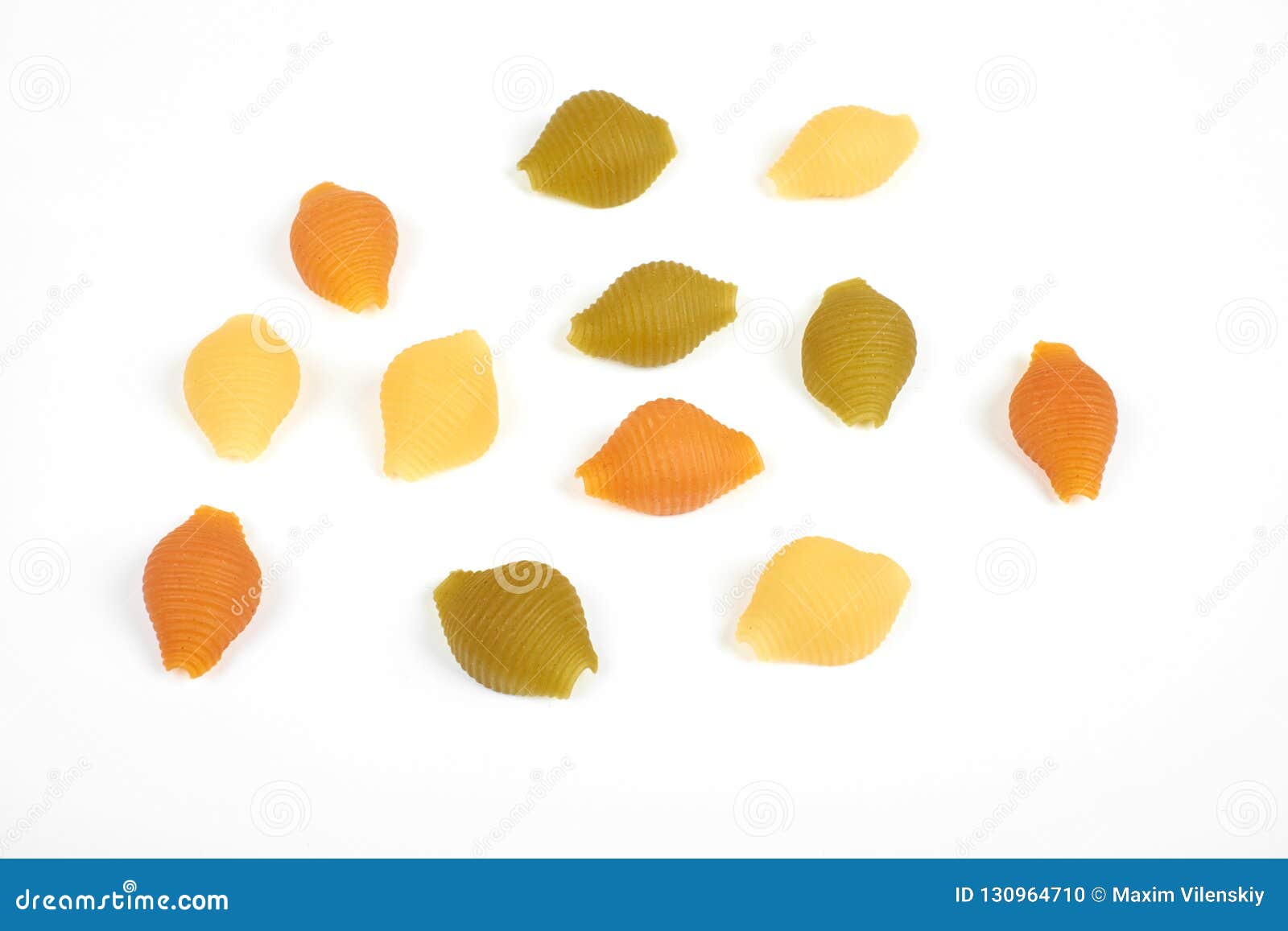 Shell Pasta on White Background, Top View. Stock Photo - Image of ...