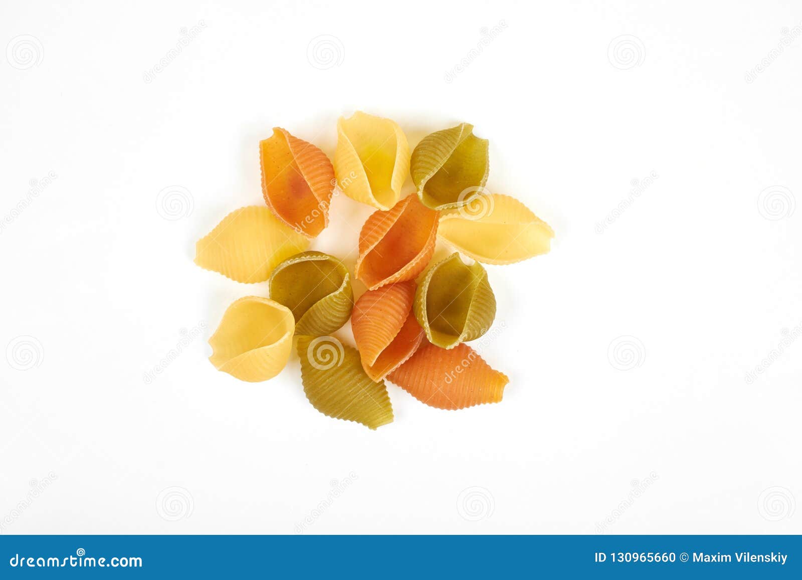 Shell Pasta on White Background, Top View. Stock Photo - Image of pasta ...