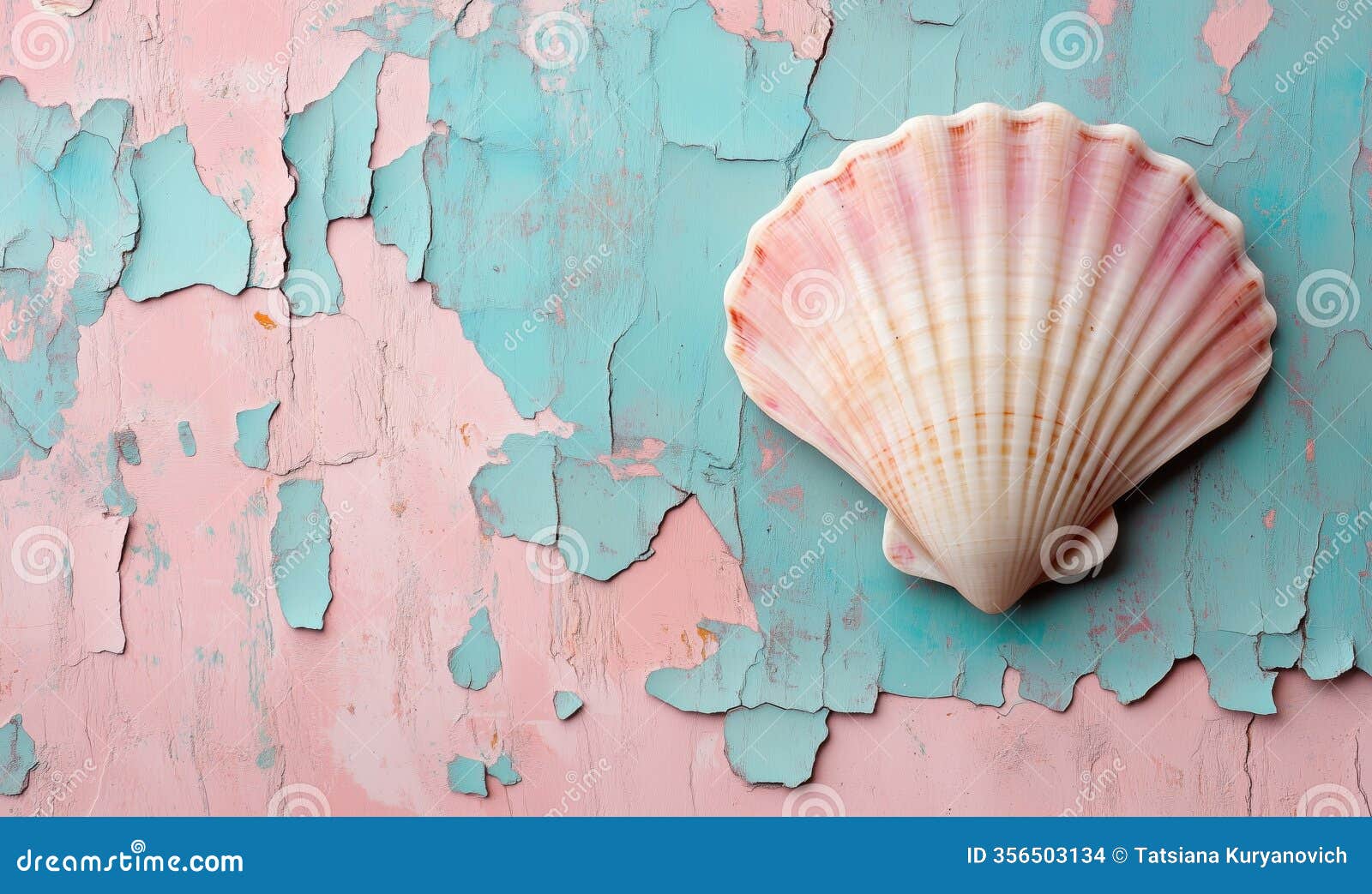Shell on Pastel Peeling Wall, Textured Background, Soft Colors ...