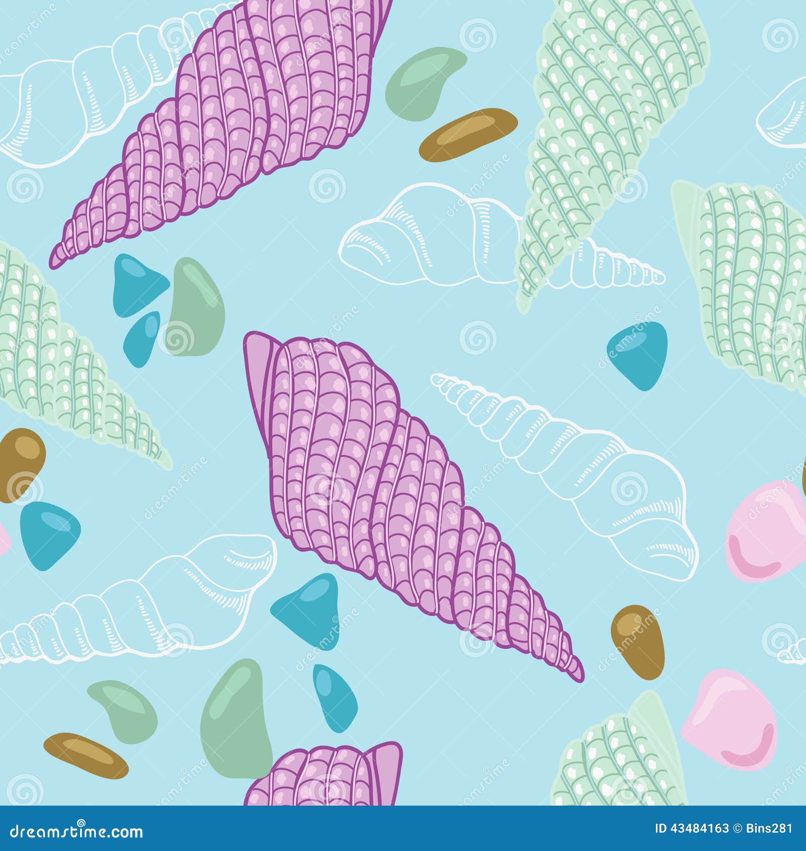 Shell on pattern stock vector. Illustration of material - 43484163