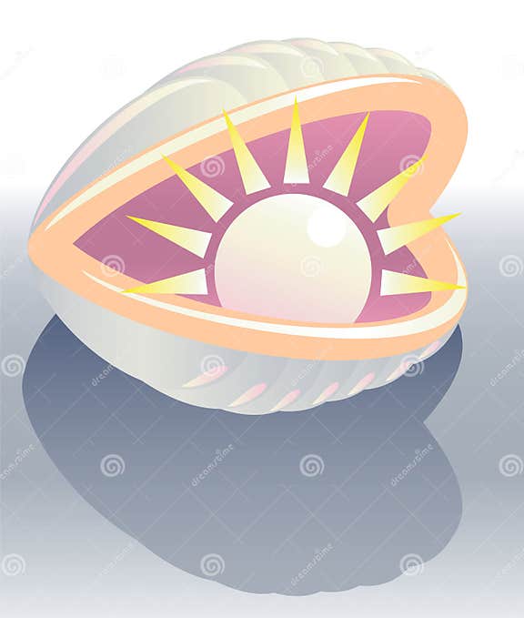 Shell with pearl. stock vector. Illustration of ocean - 10786382