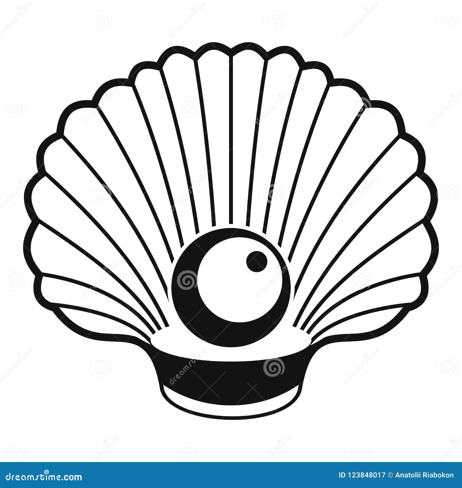 Shell with Pearl Icon, Simple Style Stock Illustration - Illustration ...