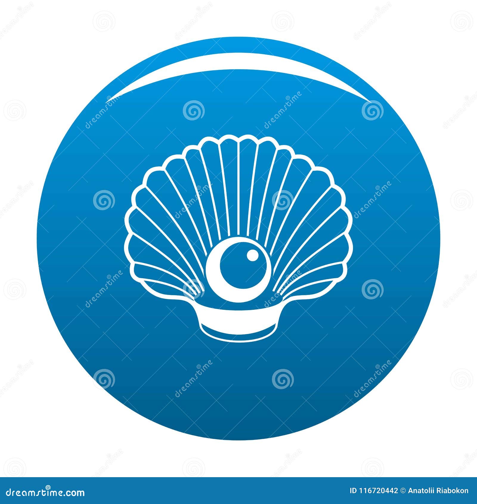 Shell with Pearl Icon Vector Blue Stock Vector - Illustration of exotic ...