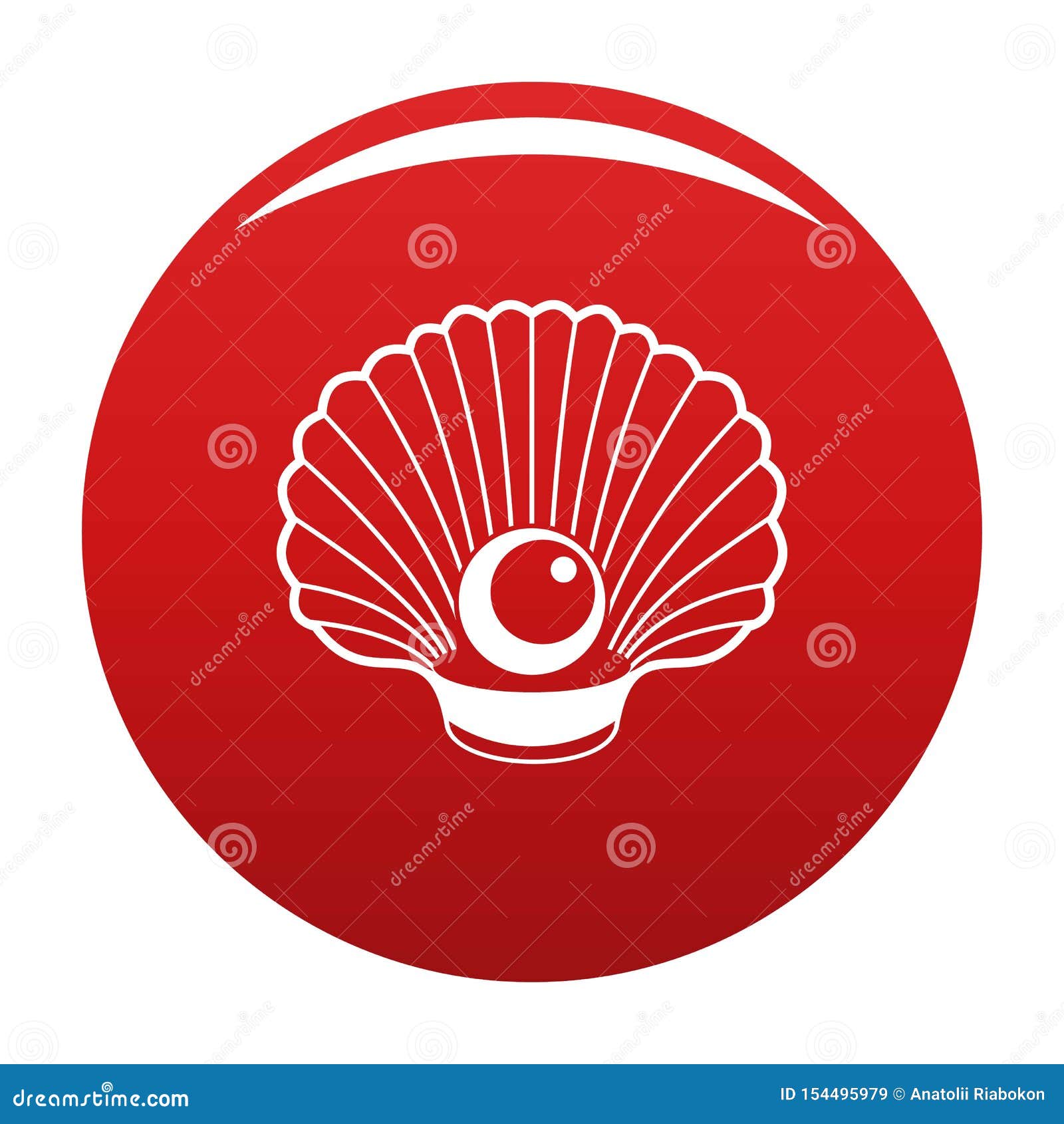 Shell with Pearl Icon Vector Red Stock Vector - Illustration of spiral ...