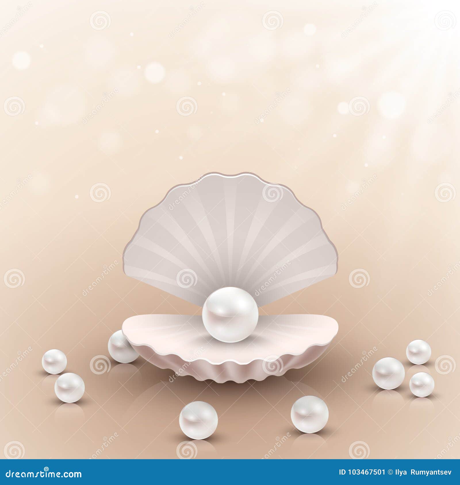 Shell with Pearl Inside on Abstract Background Stock Vector ...