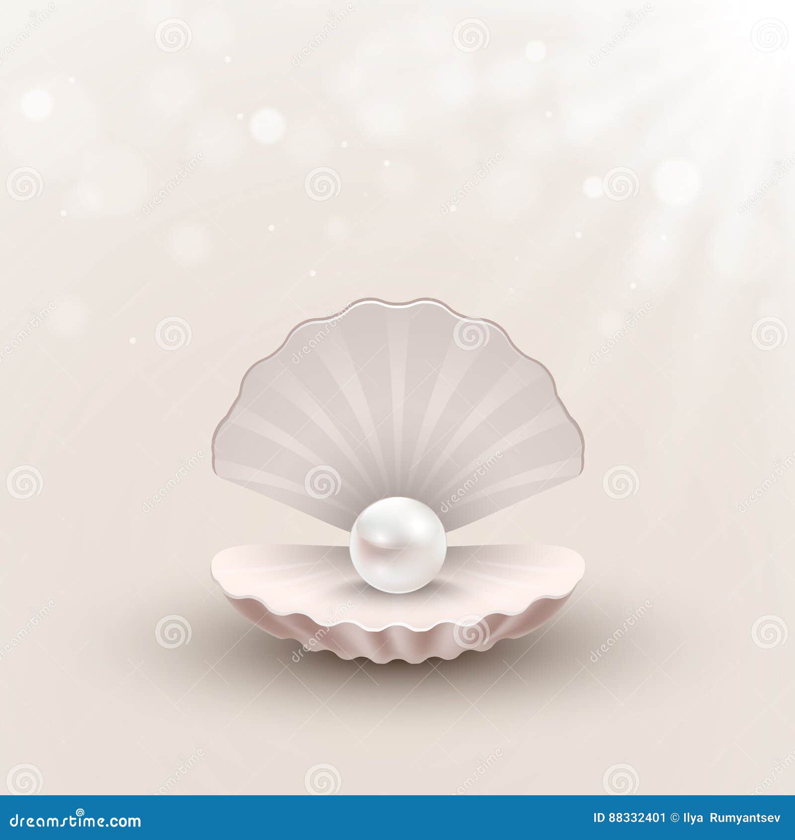 Shell with Pearl Inside on Abstract Background Stock Vector ...