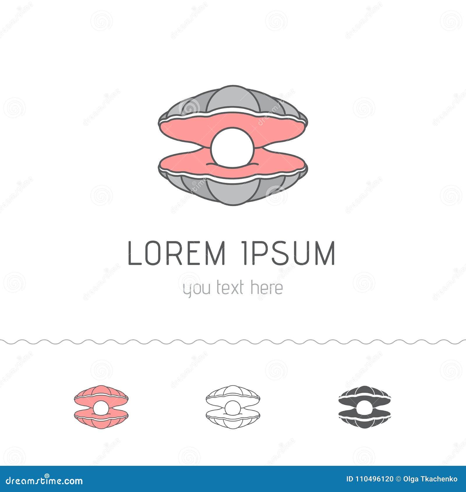 Shell with a Pearl, Logo Design. Flat Style Vector Object Stock Vector ...