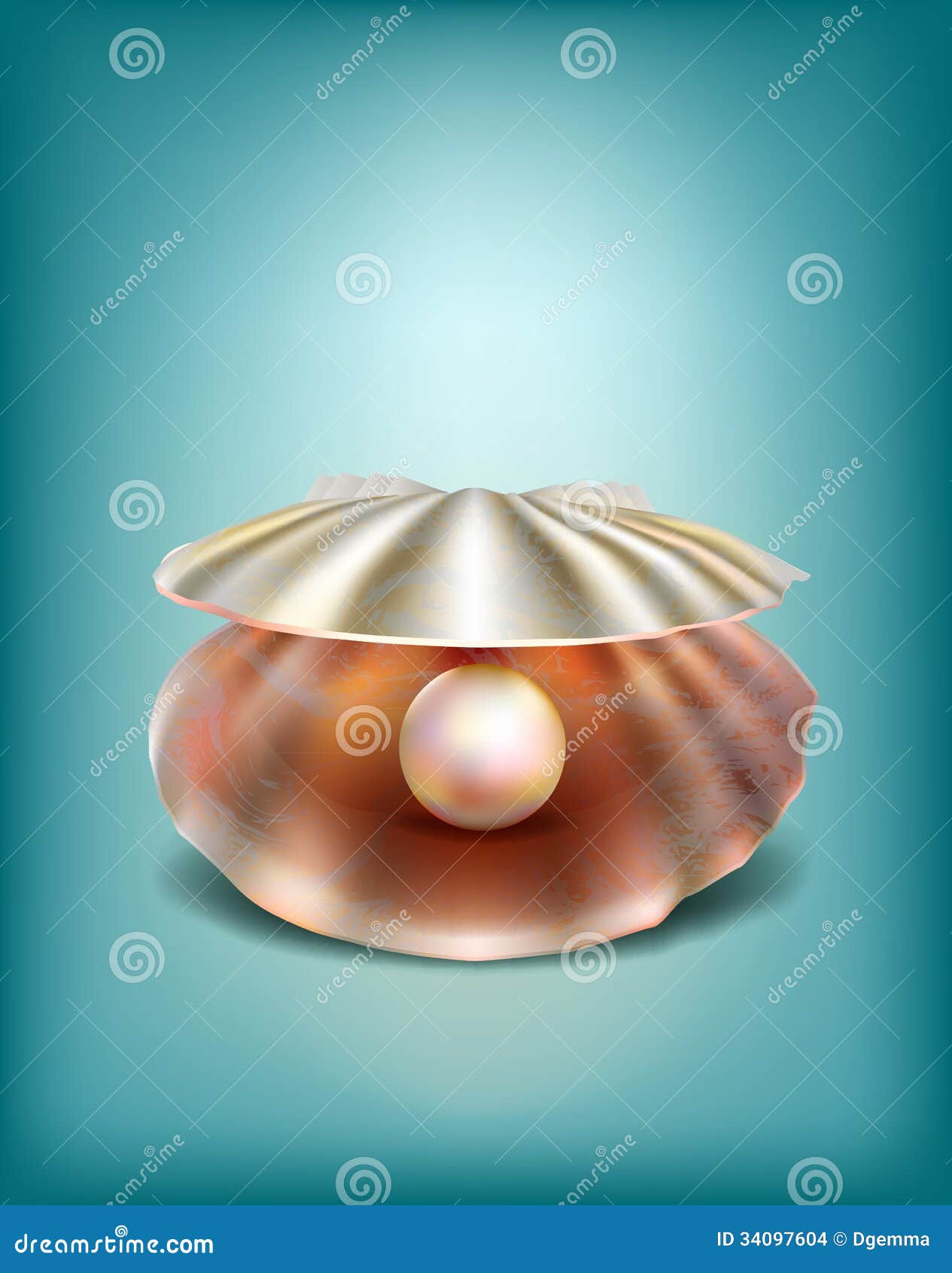 Shell with a pearl stock vector. Illustration of seashell - 34097604
