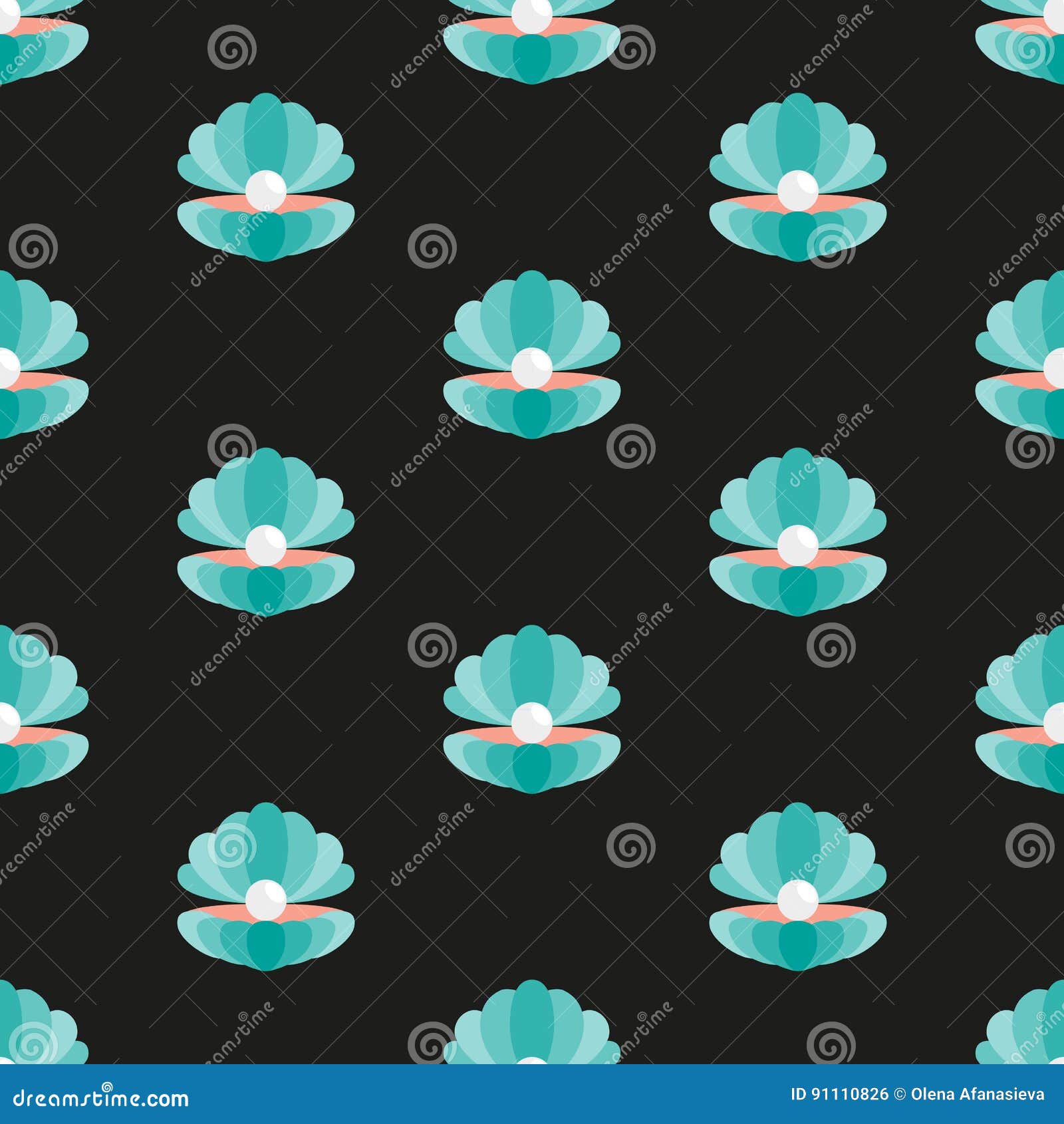 Shell with a Pearl. Pattern Stock Illustration - Illustration of ...