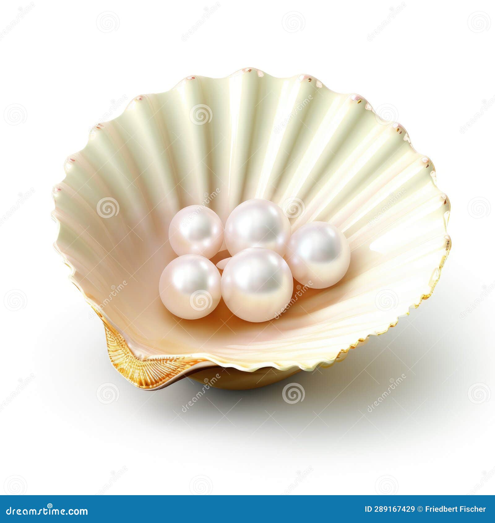 A Shell with Pearls in it on a White Background. Stock Illustration ...