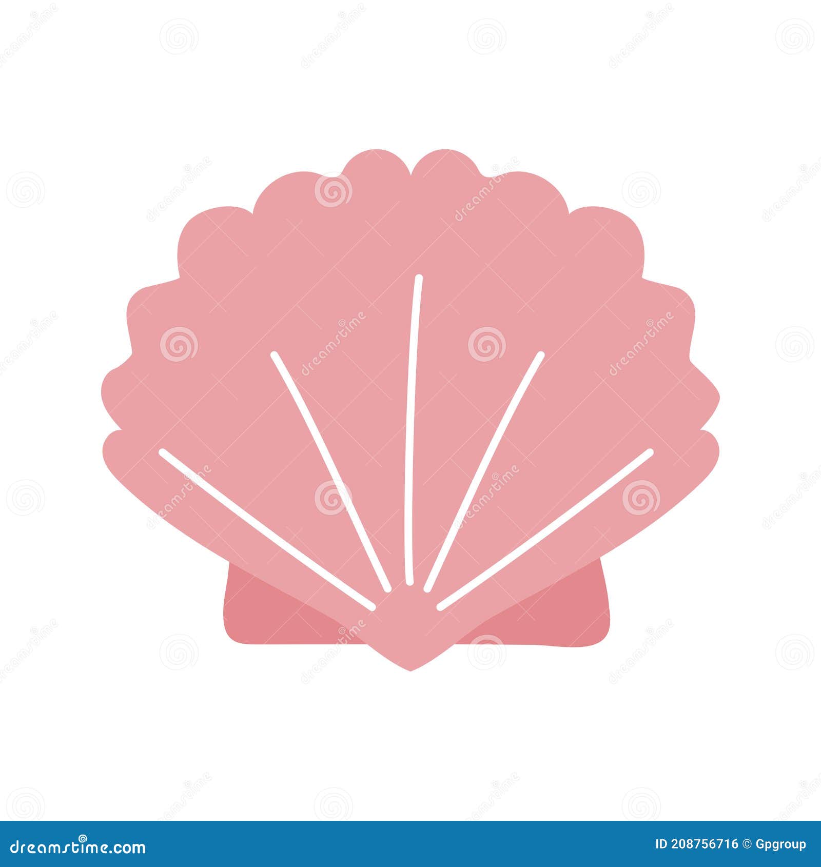 Shell with a pink color stock vector. Illustration of cute - 208756716
