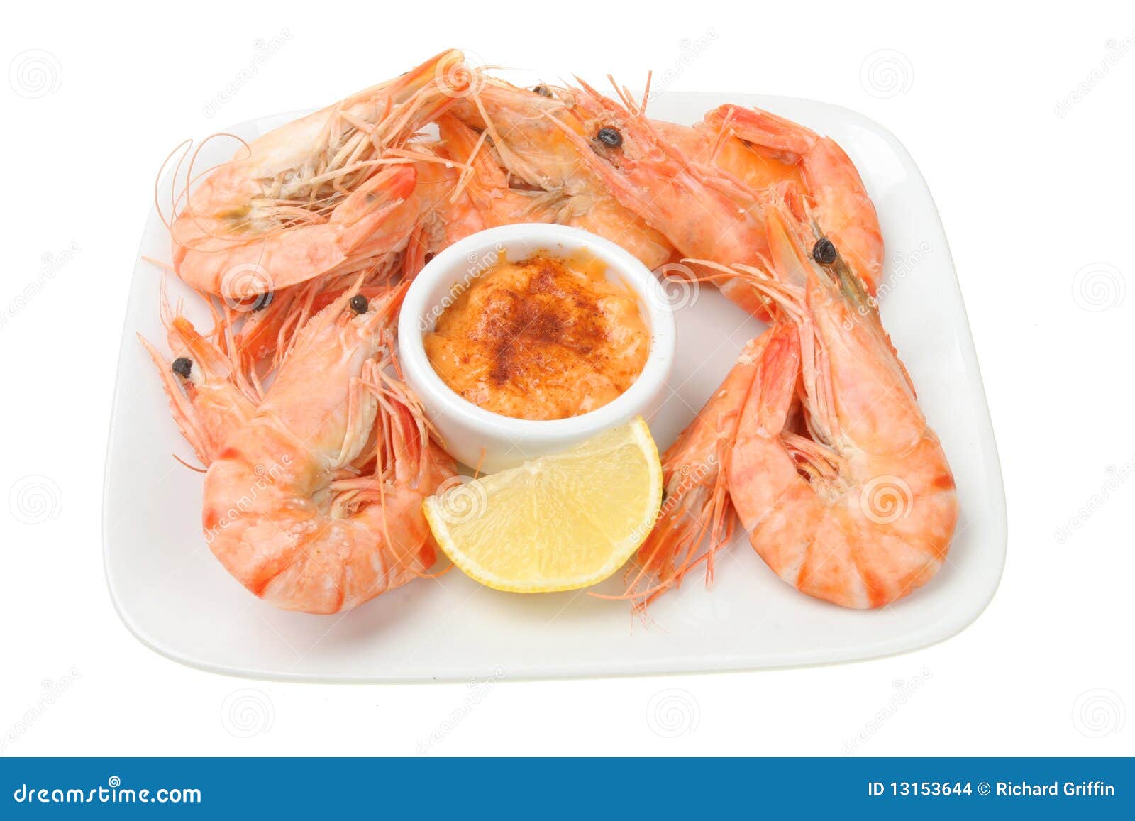 Shell on Prawns with Seafood Sauce Stock Photo - Image of white, shell ...