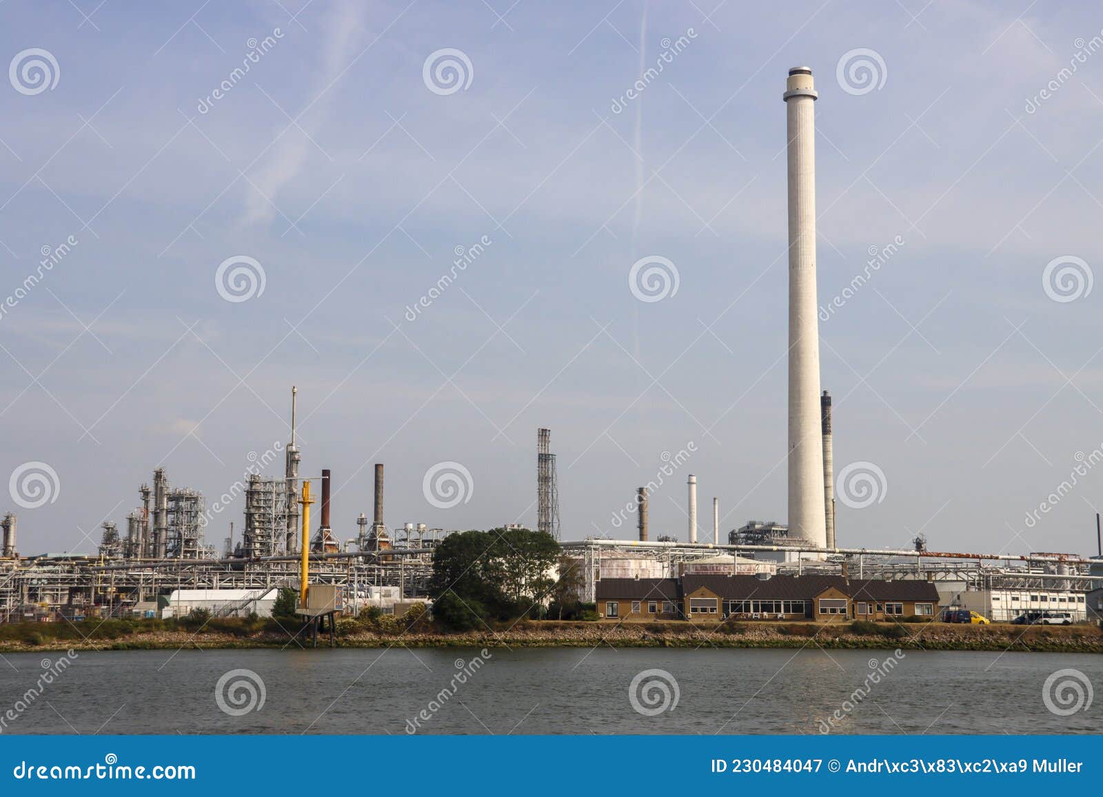 Shell Refinery View from the Oude Maas River Stock Image - Image of ...