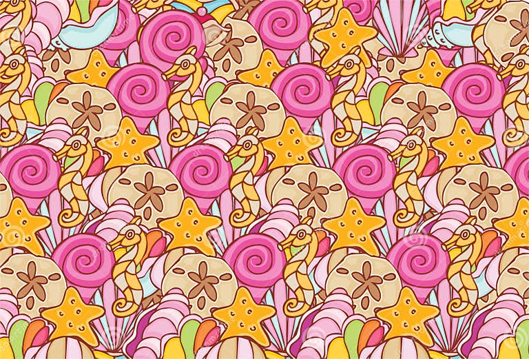 Shell Repeating Pattern stock vector. Illustration of star - 9461891