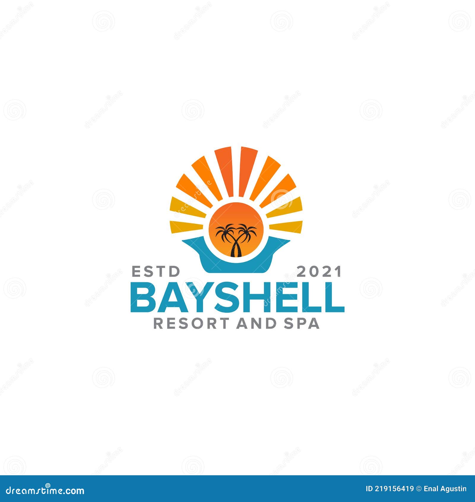 Shell Resort Logo Design Template Stock Vector - Illustration of blue ...