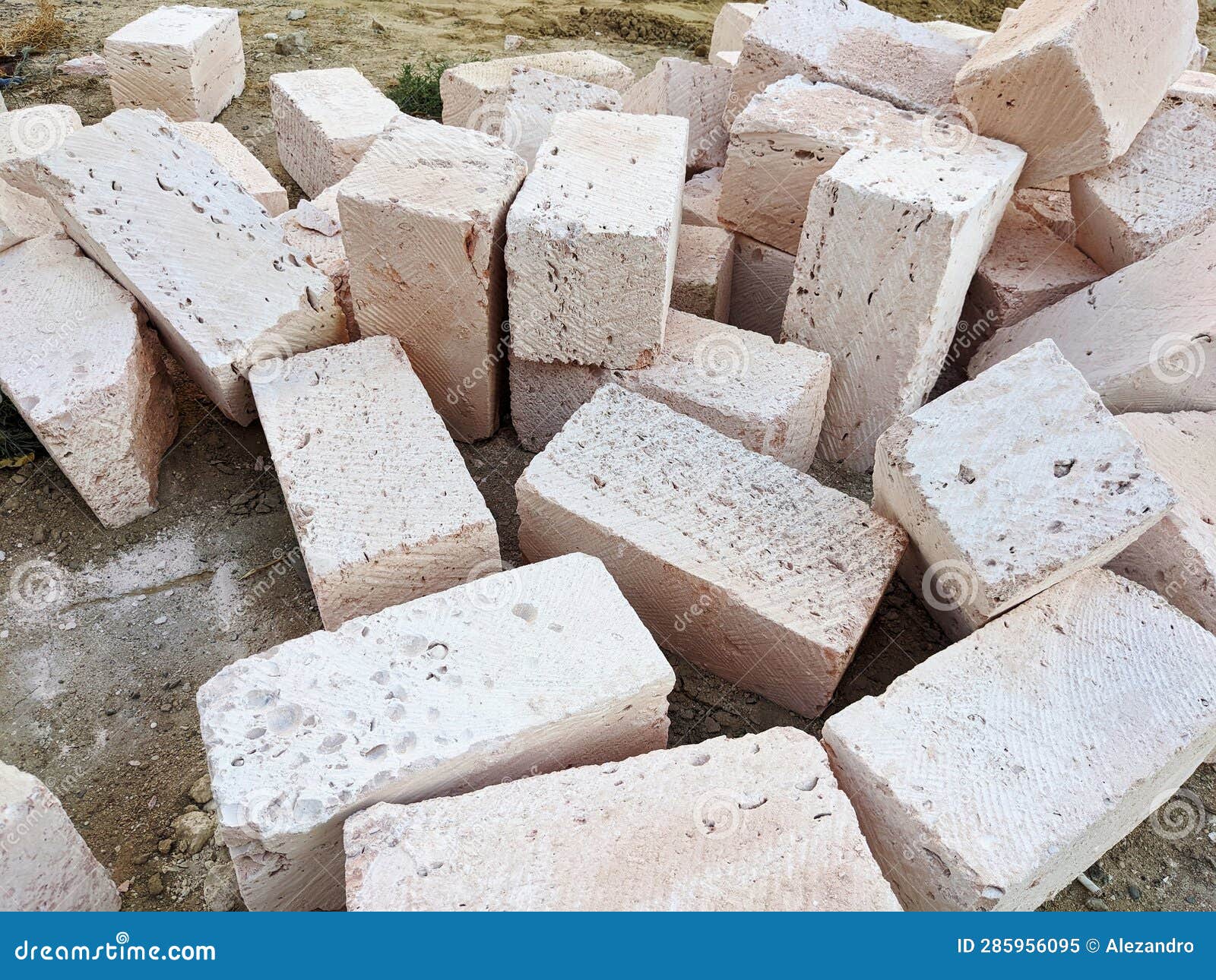 Shell Rock Building Blocks at the Construction Site Stock Image - Image ...