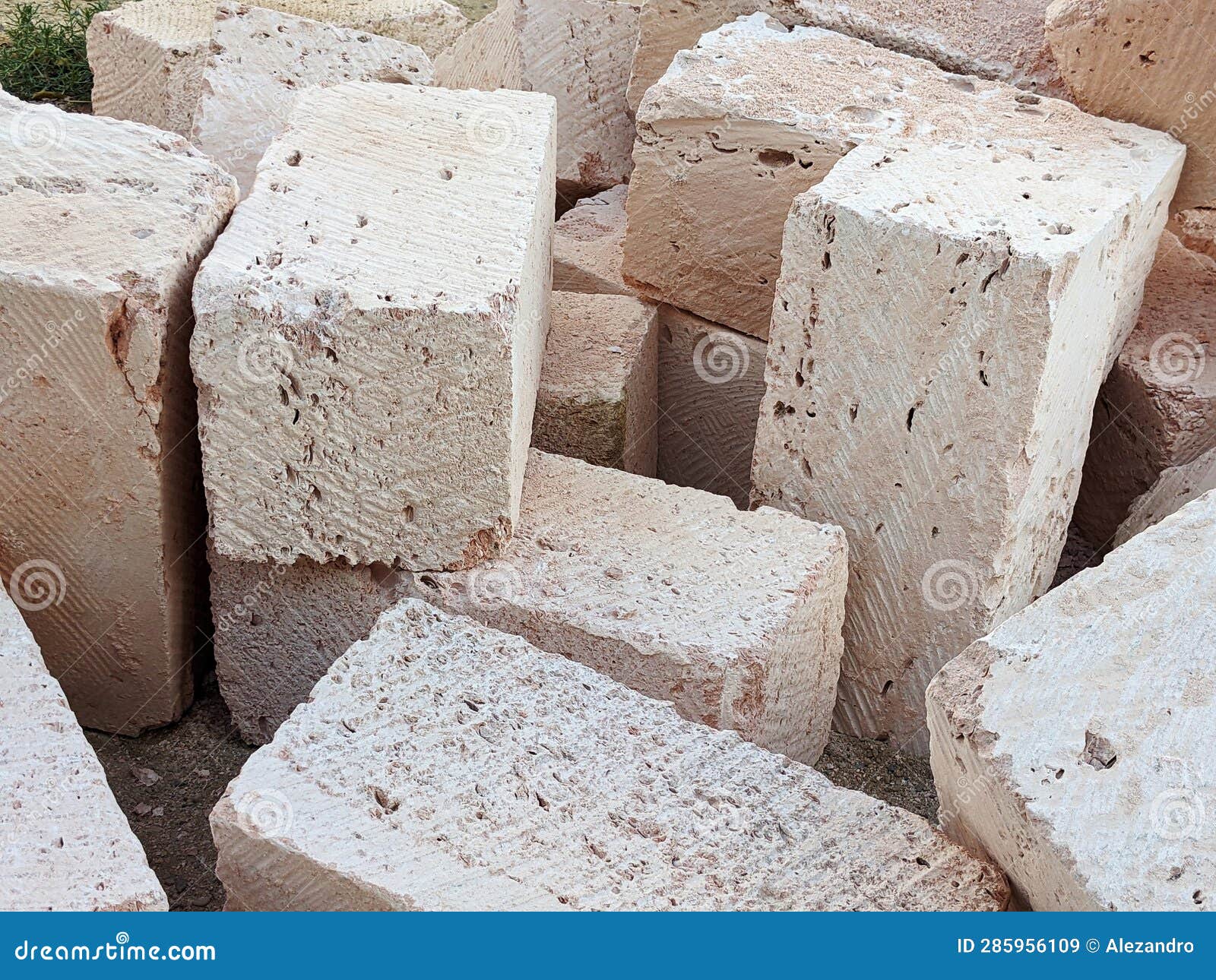 Shell Rock Building Blocks at the Construction Site Stock Image - Image ...
