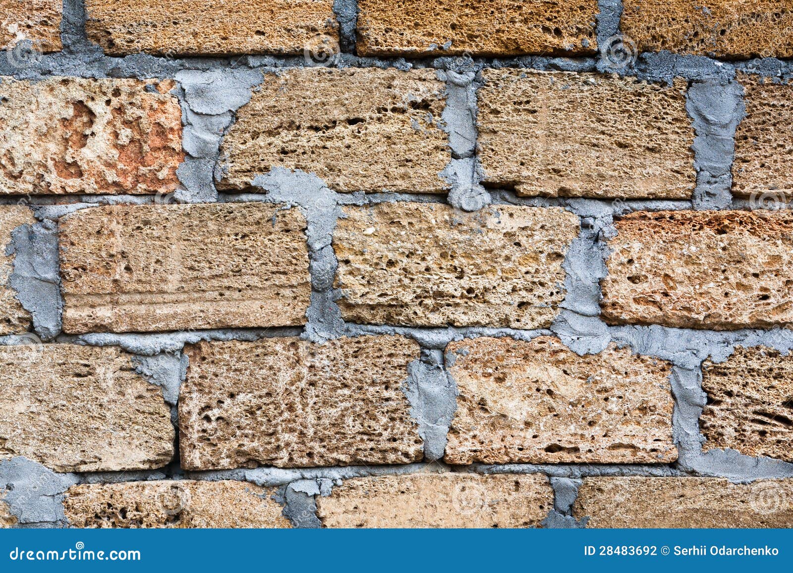 Shell Rock Concrete Blocks Wall Stock Photo - Image of coquina ...