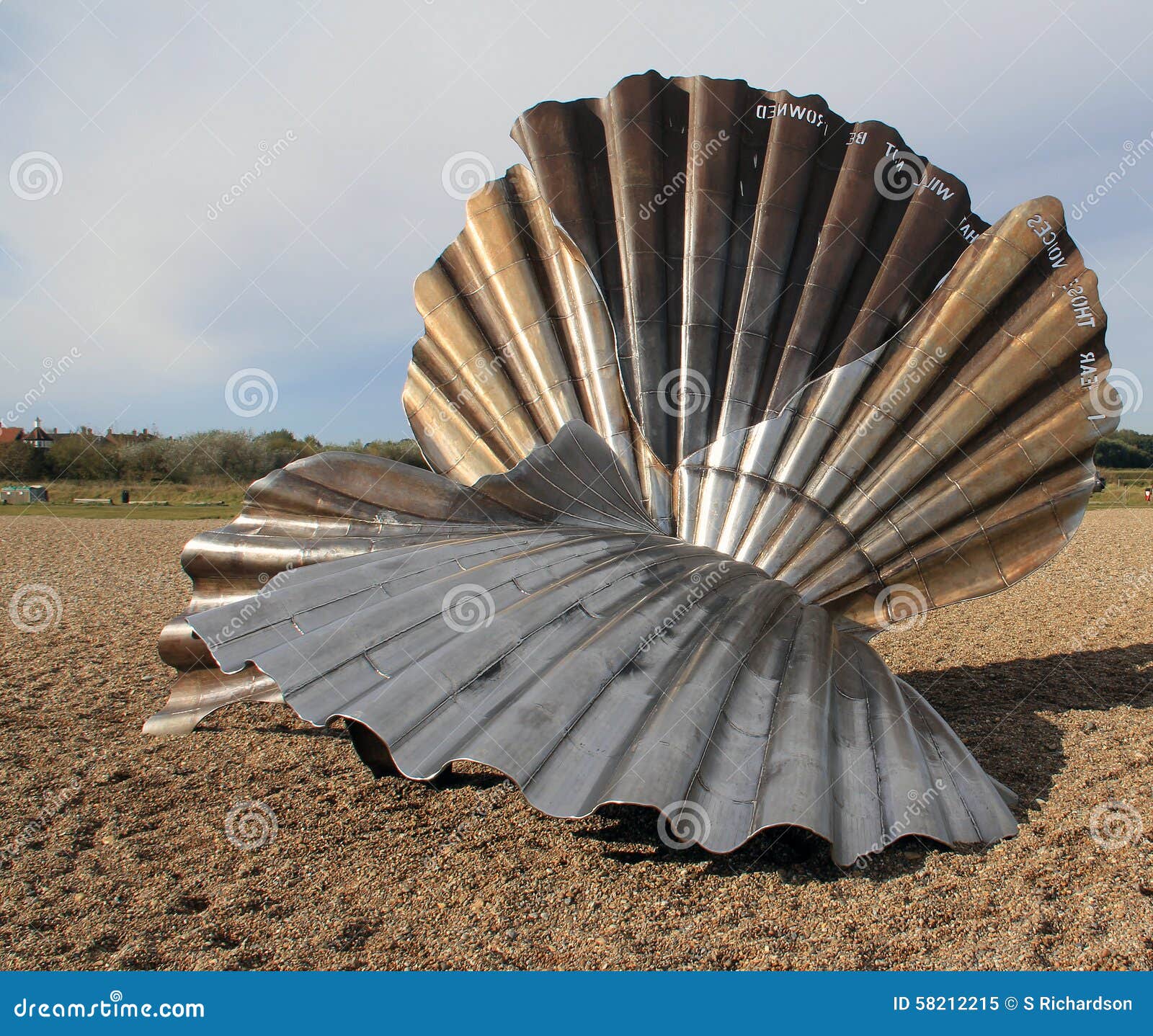 Shell sculpture stock image. Image of beach, united, suffolk - 58212215