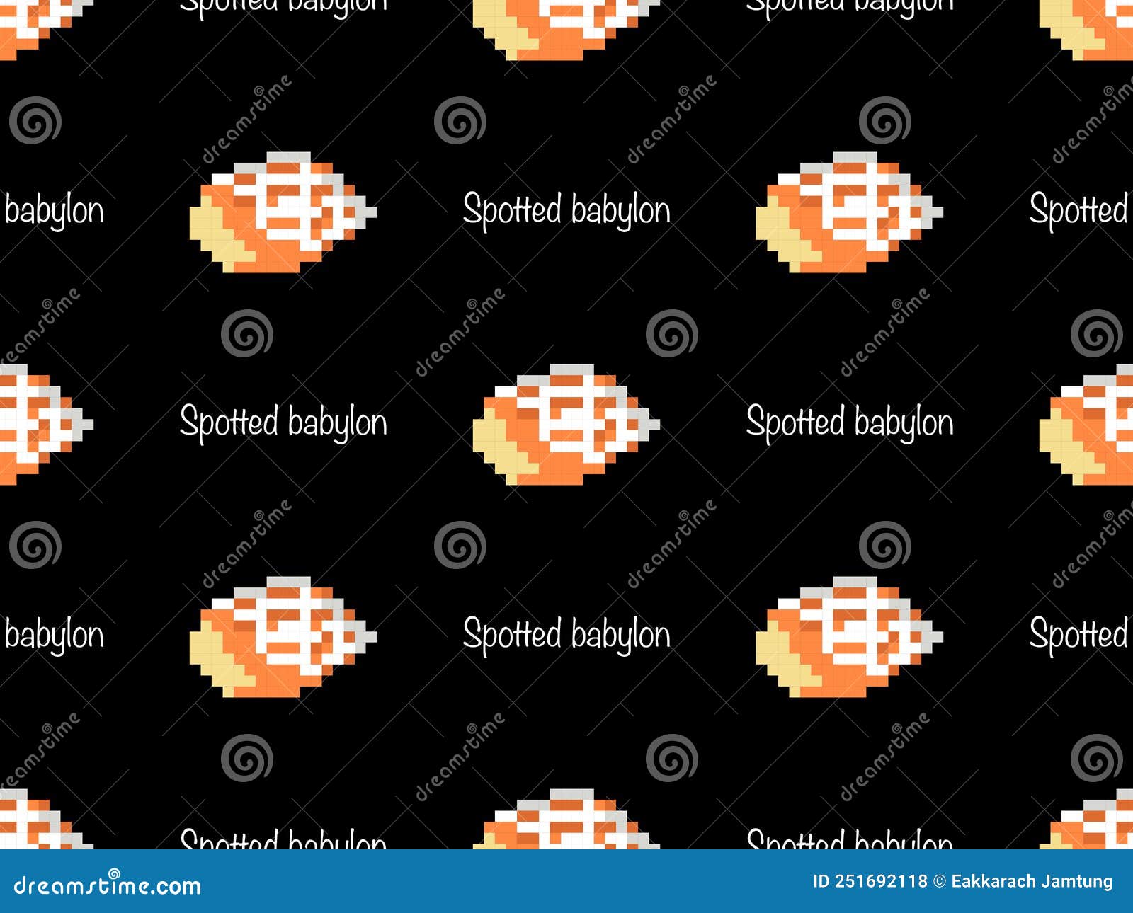 Shell Seamless Pattern on Black Background. Pixel Style Stock Vector ...