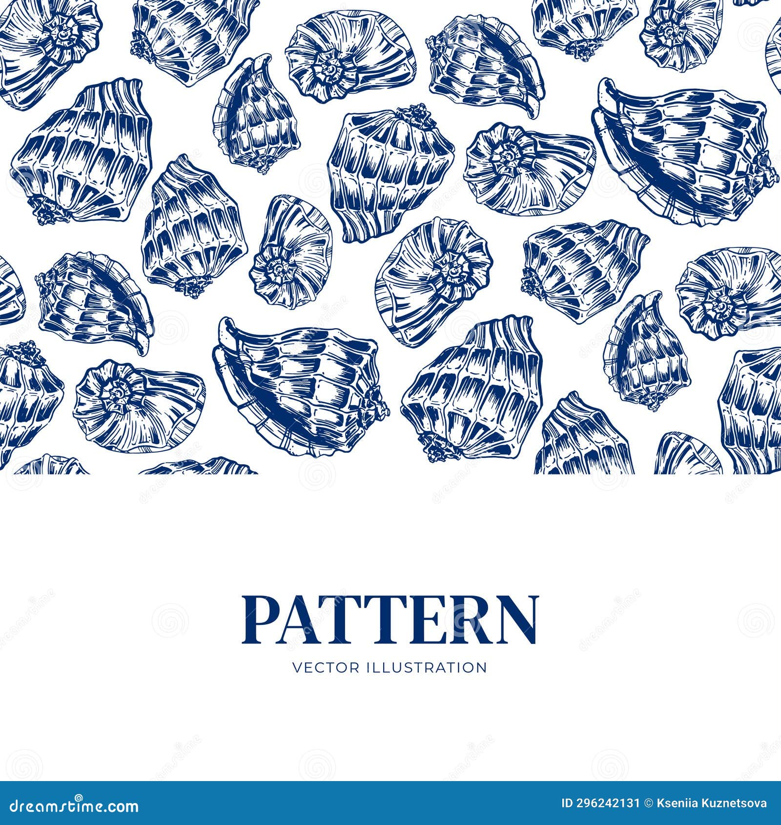 Shell. Seamless Pattern. Hand Drawn Seashells. Engraving on a Marine ...