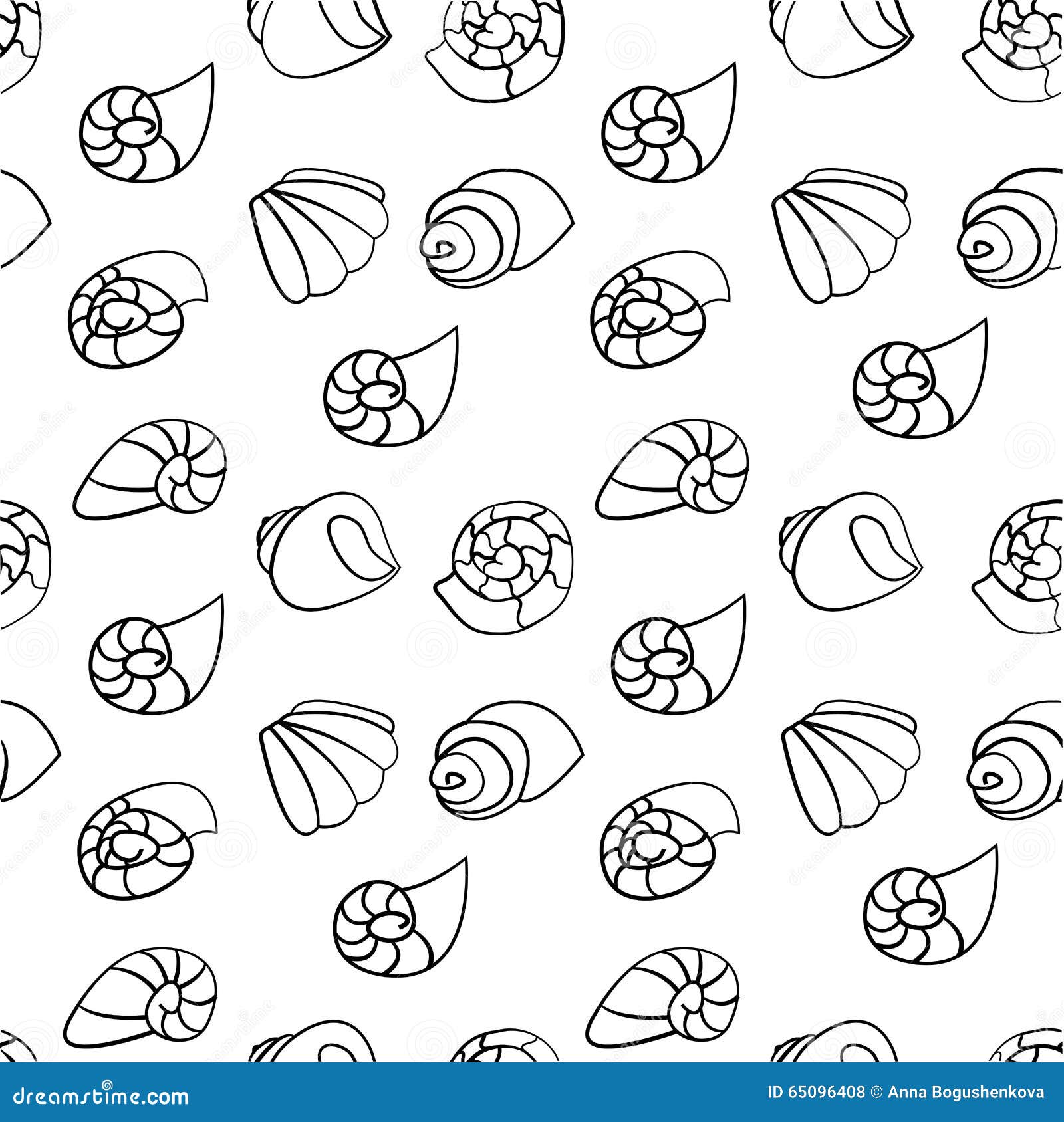 Shell Seamless Pattern on the White Background Stock Vector ...