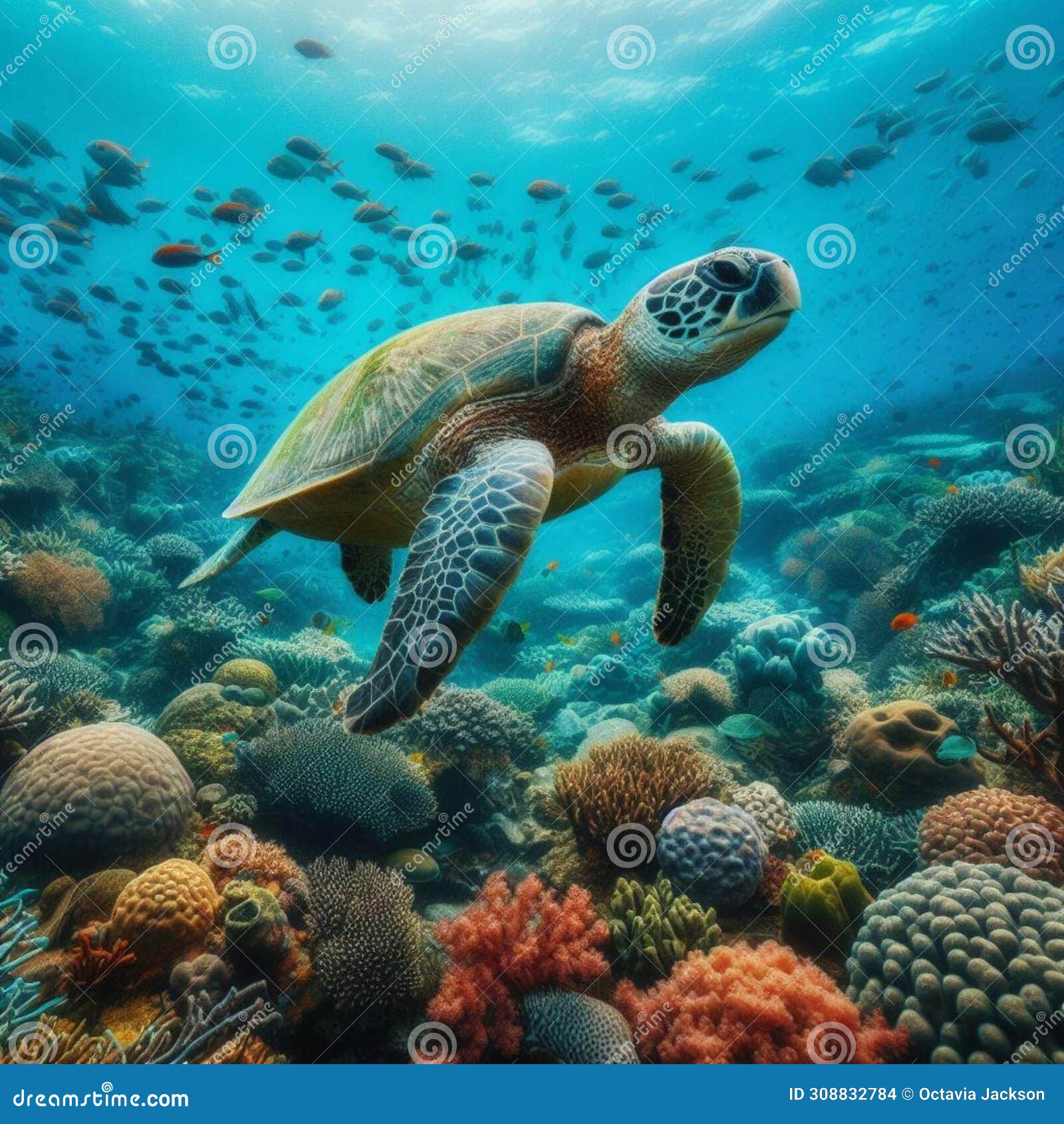 Shell Sentinel - Wise Seafaring Turtle Stock Illustration ...