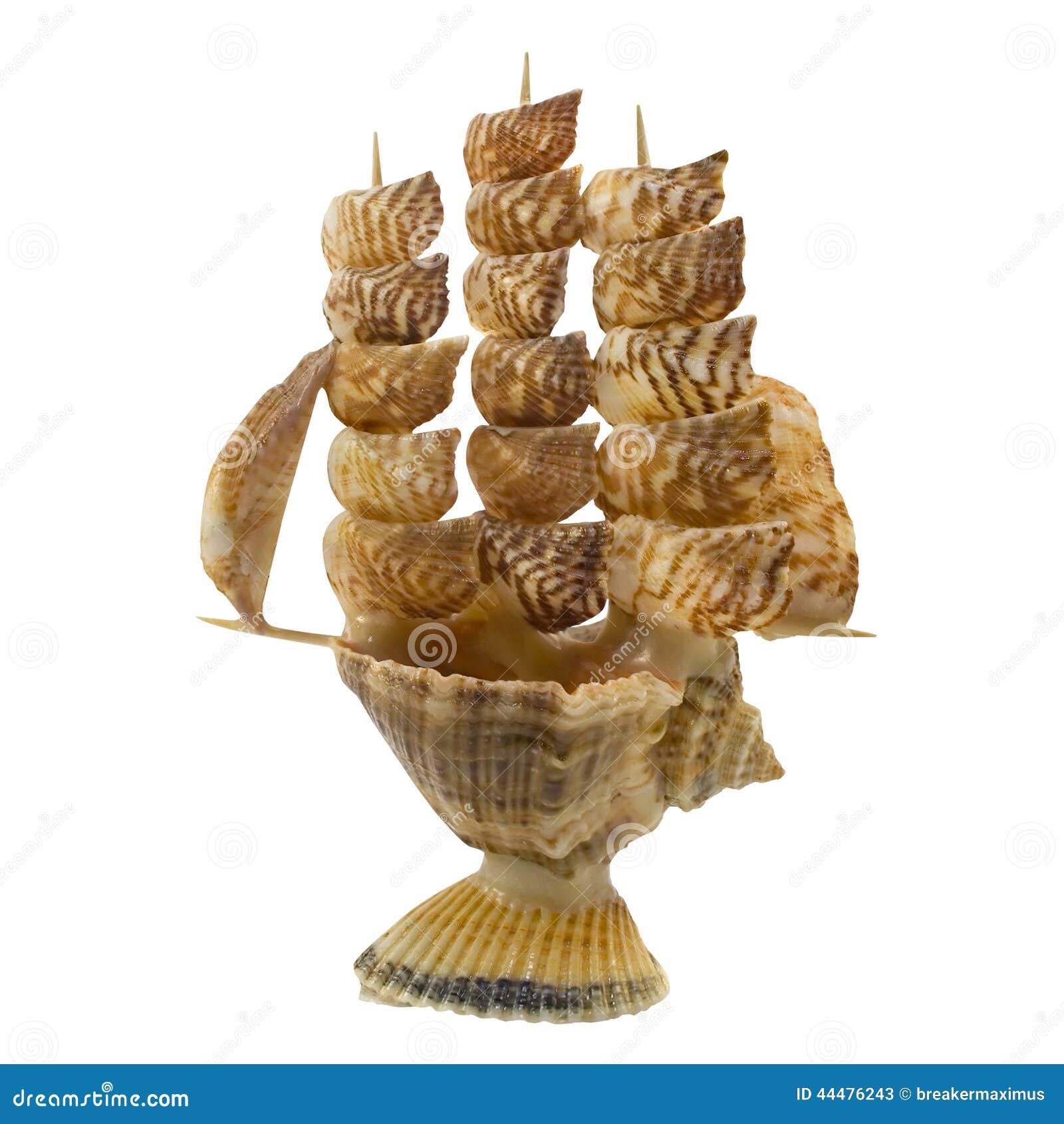 Statuette Of Ship Made From Shell Isolated On A White Background ...