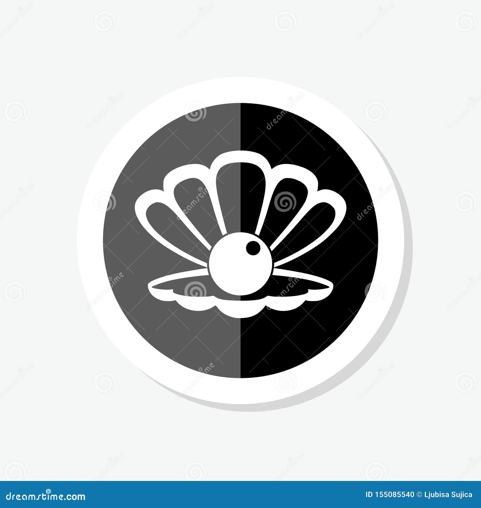 Shell Sticker Icon in Circle Simple Illustration Image Stock ...