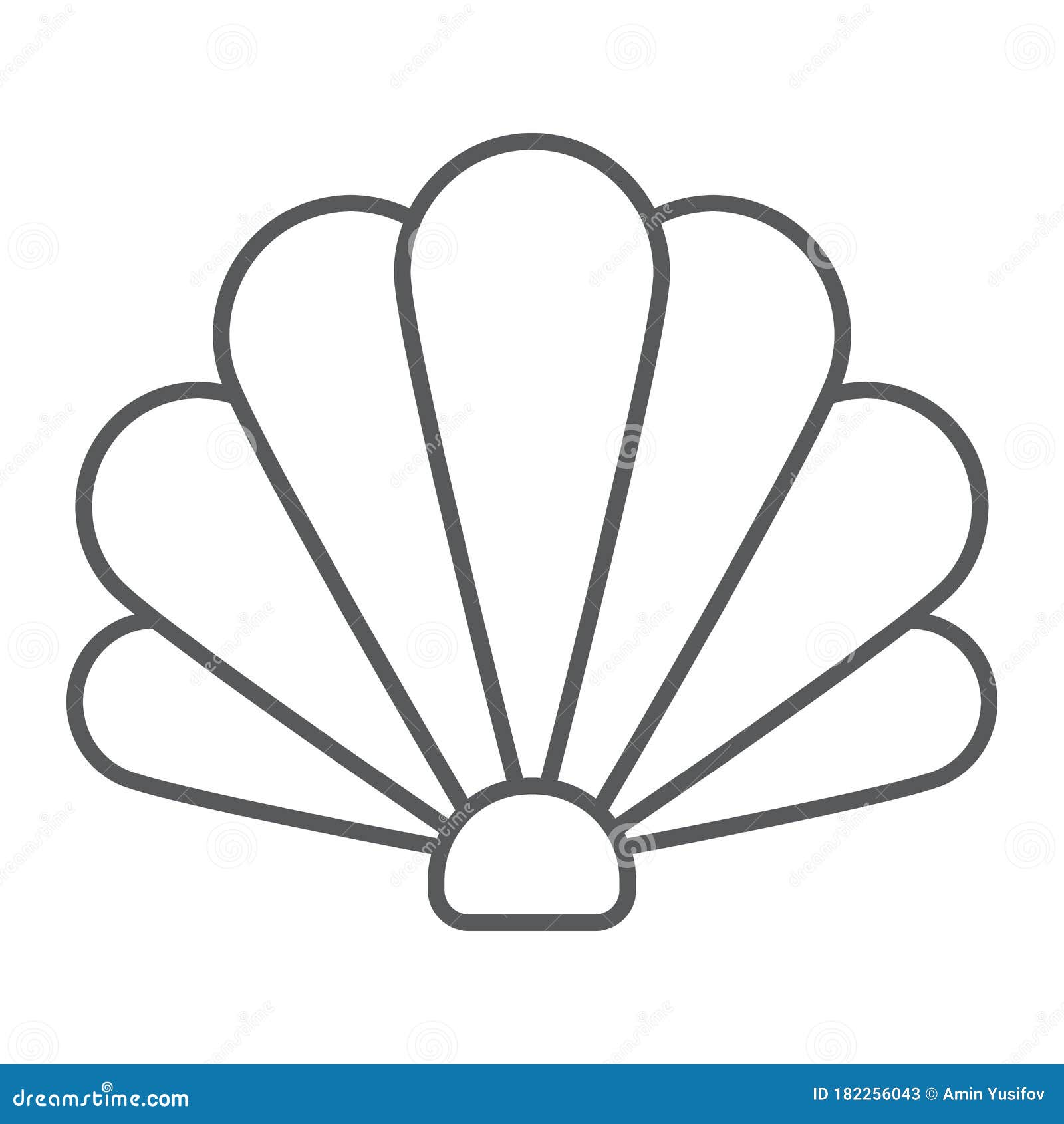 Shell Thin Line Icon, Ocean and Beach, Seashell Sign Vector Graphics, a ...