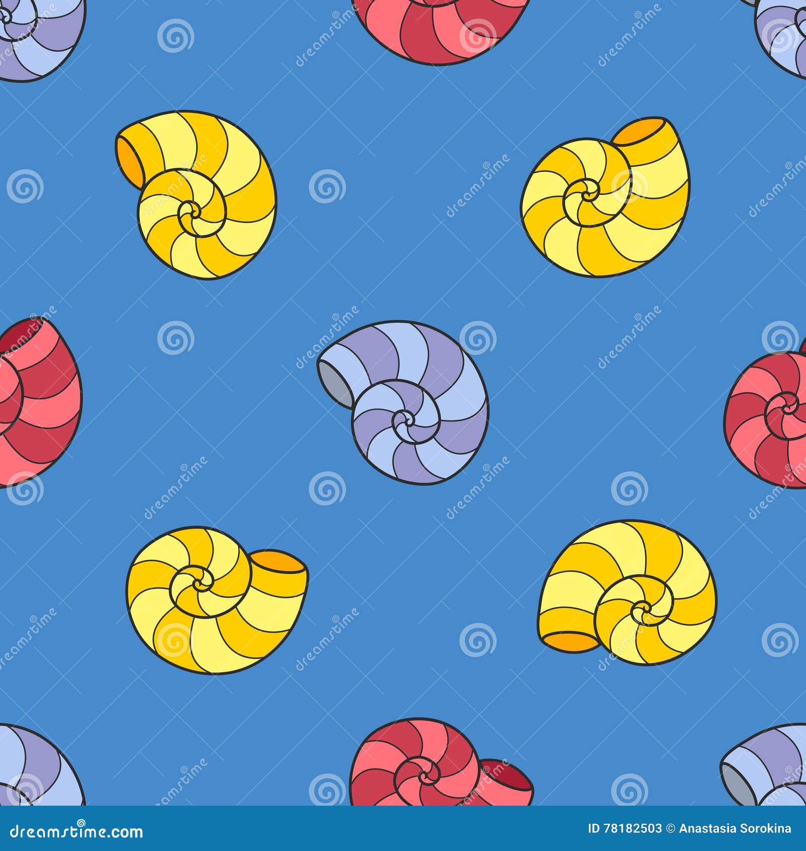 Shell. Vector Seamless Pattern Stock Vector - Illustration of icon ...
